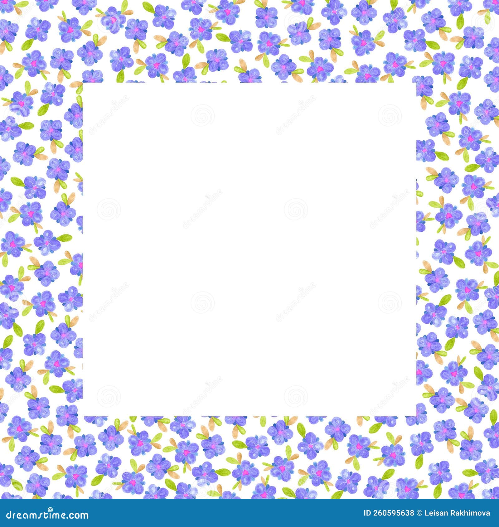 Tiny Purple Flowers Square Frame. Stock Illustration - Illustration of ...