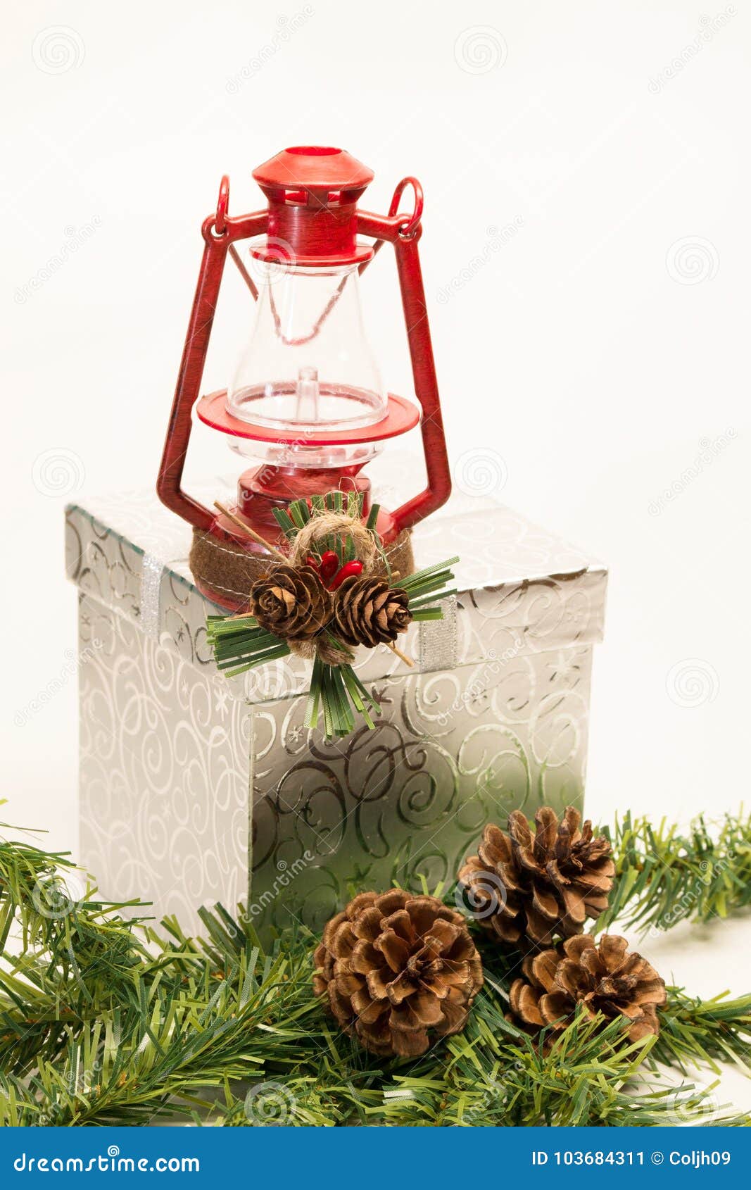 Tiny Red Christmas Lantern stock image. Image of silver - 103684311