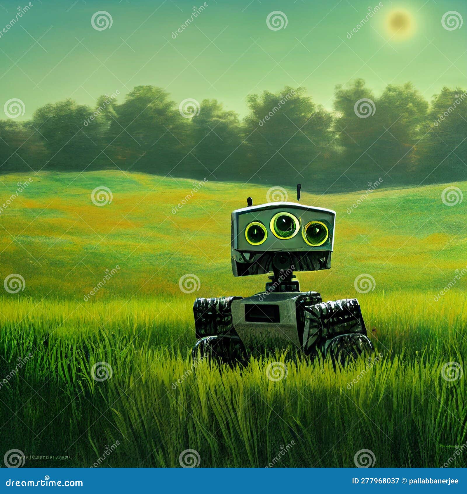 A tiny robot roaming alone stock illustration. Illustration of fiction ...