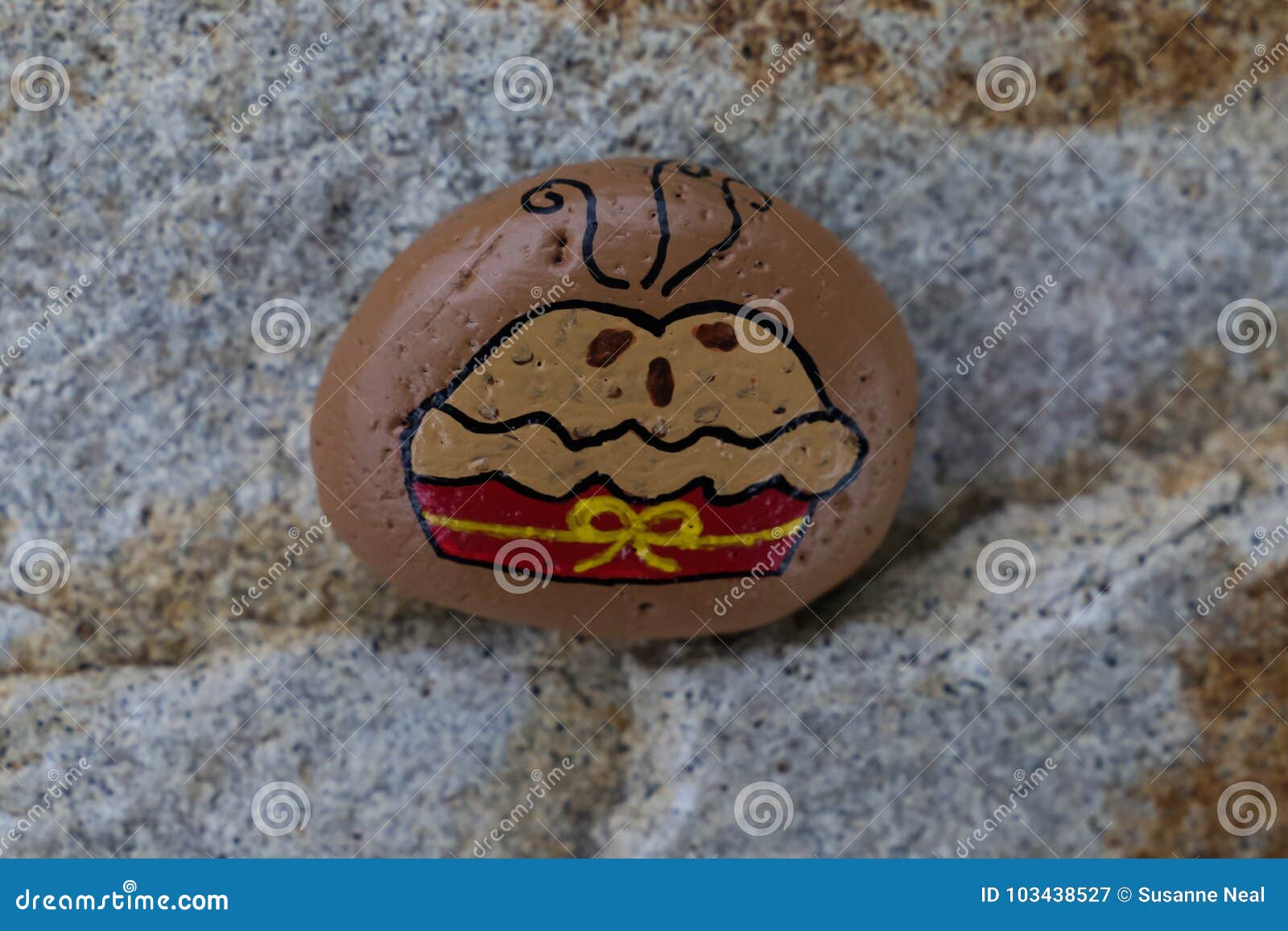 Picture of a Pie Painted on a Small Rock Stock Image - Image of ...