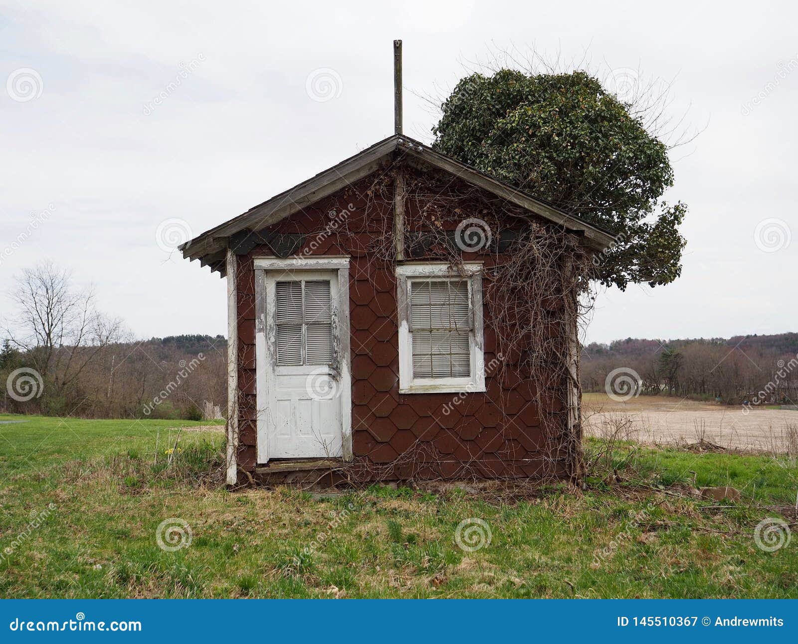 Tiny Rustic House in Countryside Stock Image - Image of exterior ...