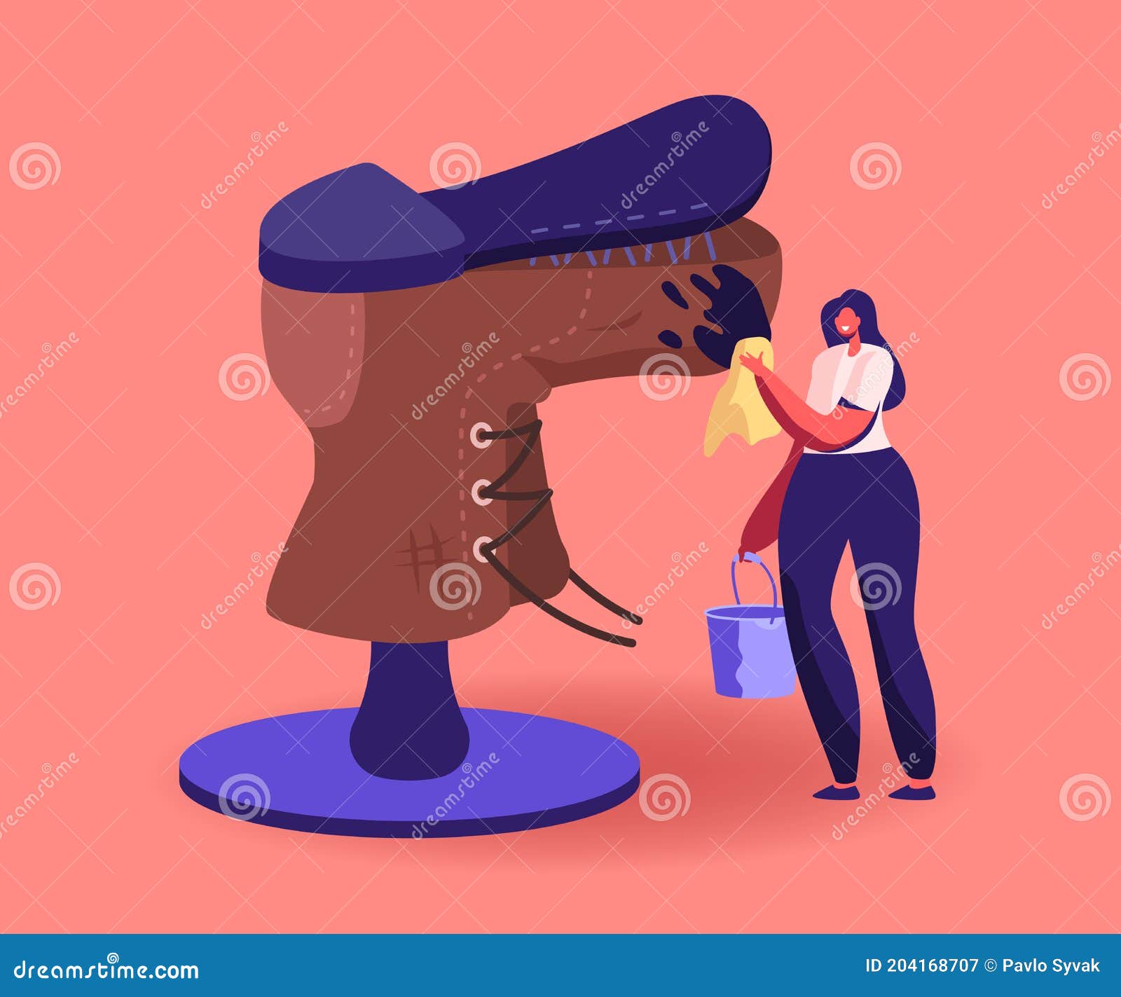 Tiny Shoemaker Character Repair Huge Worn Boot Remove Dirt, Master In ...