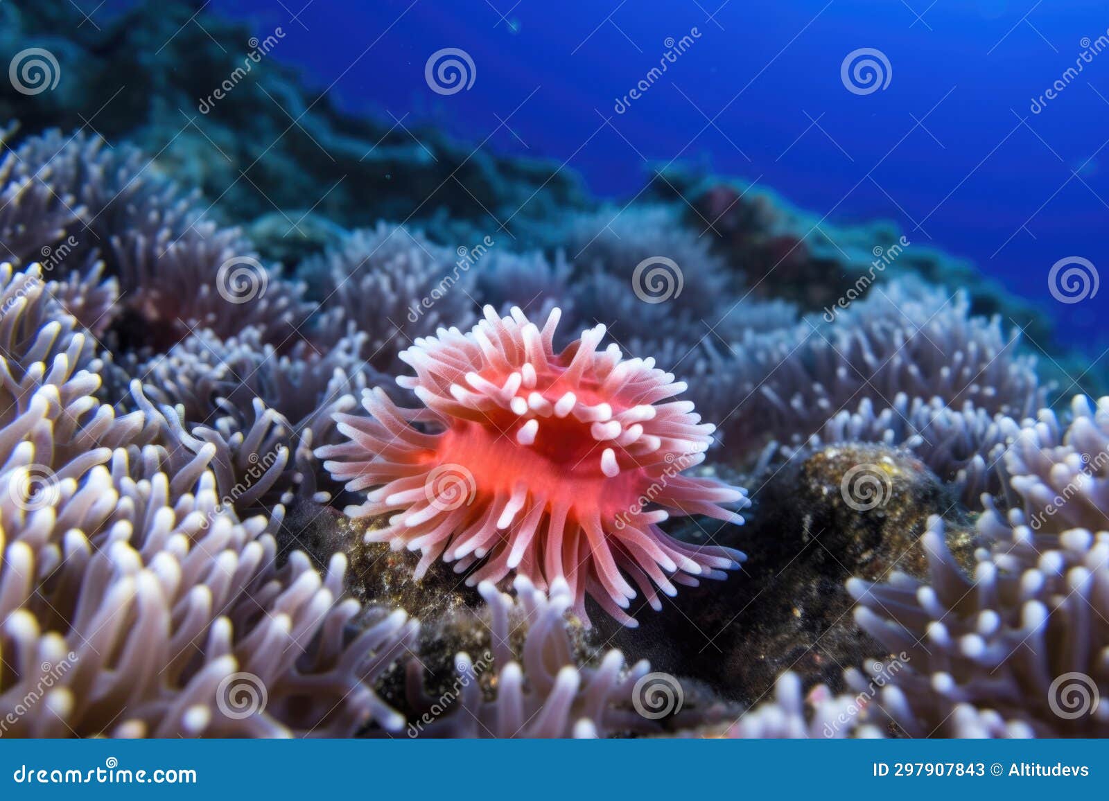Tiny Shrimp Nestled Inside a Sea Anemone on Reef Surface Stock Image ...