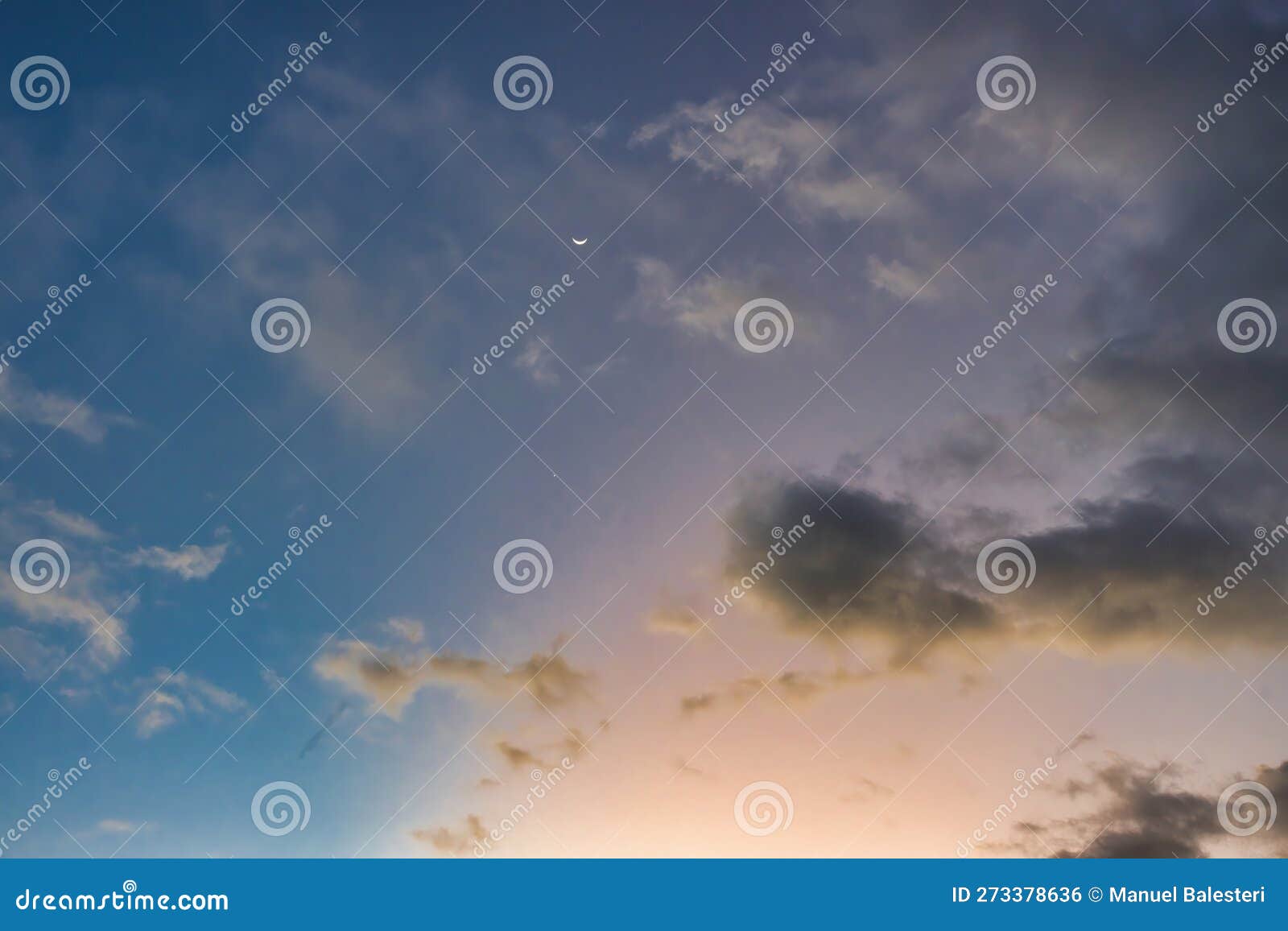 Tiny Sliver Moon in a Sky Just after Sunset. Stock Photo - Image of ...