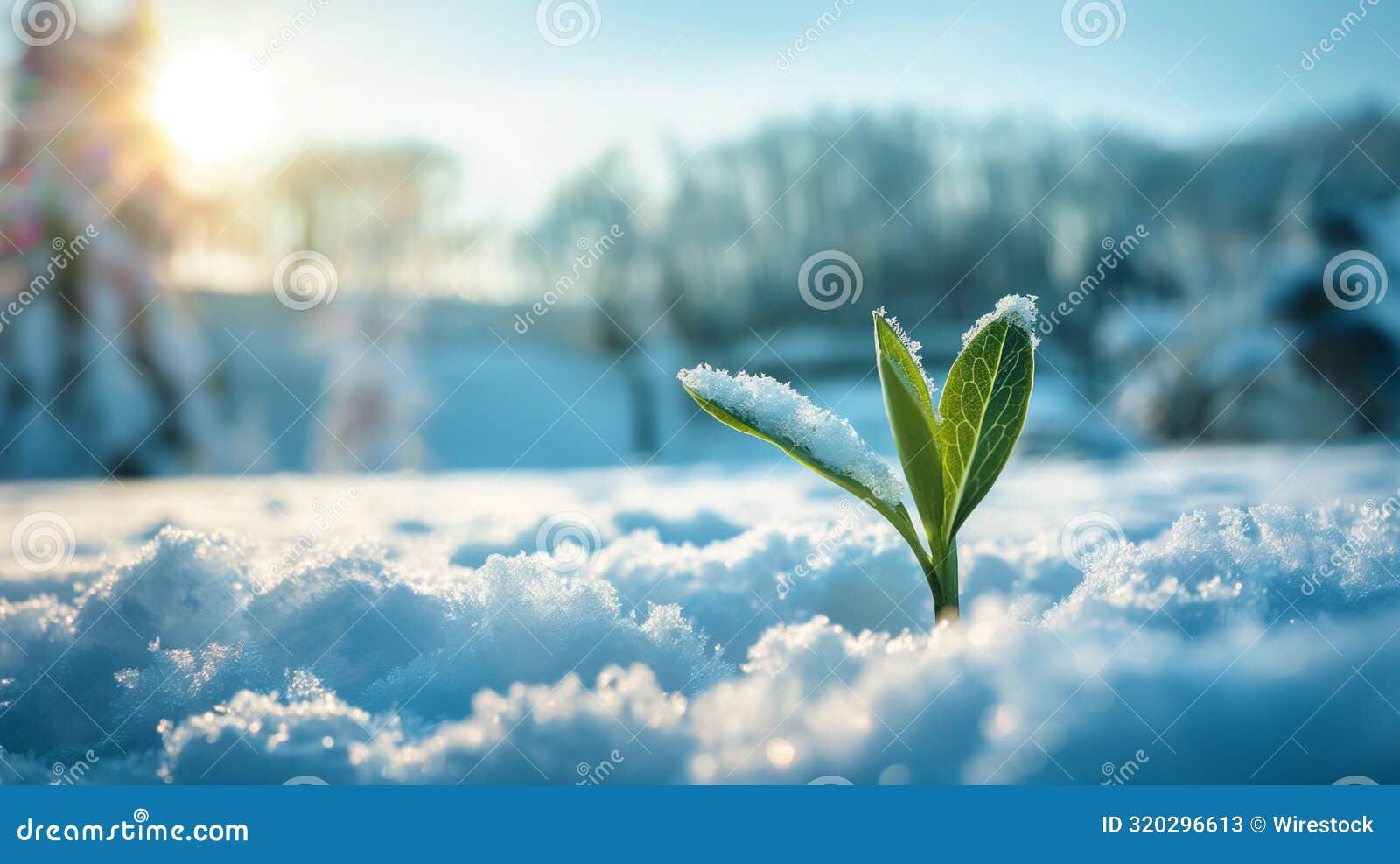 Tiny Sprout Breaking through Snowy Ground, AI-generated. Stock ...