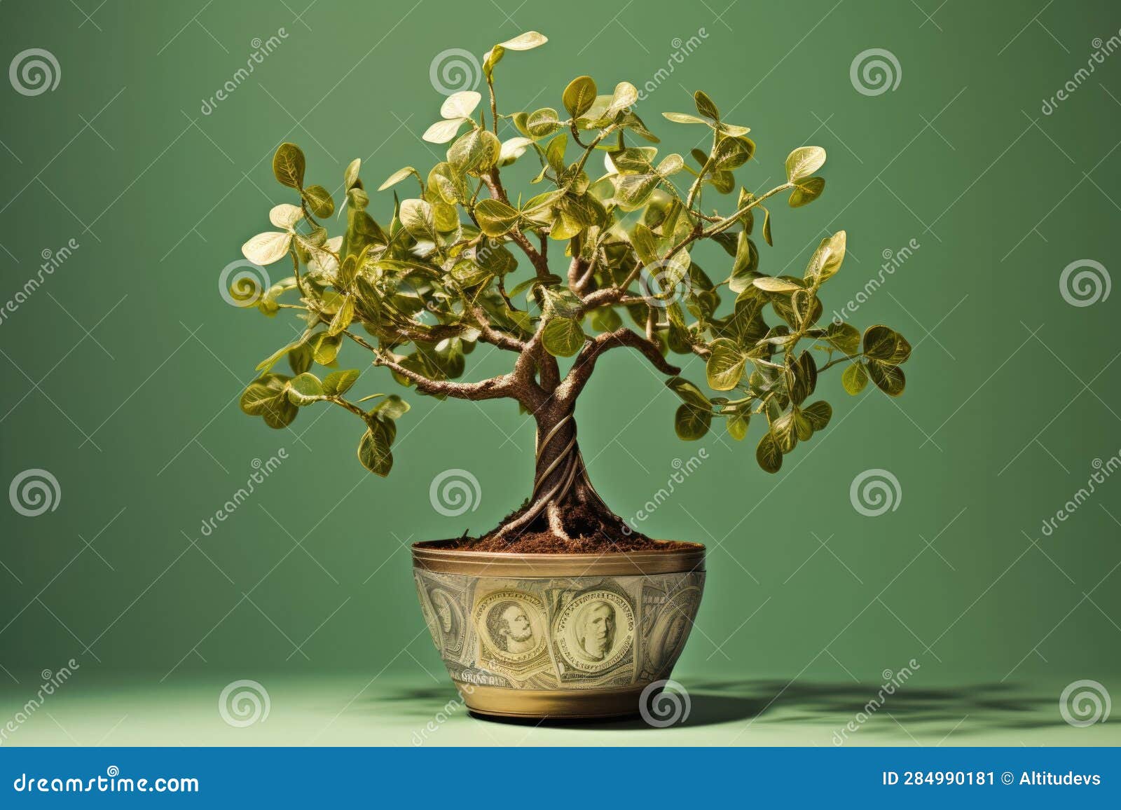 A Tiny Sprouting Money Tree Symbolizing Financial Growth Stock ...