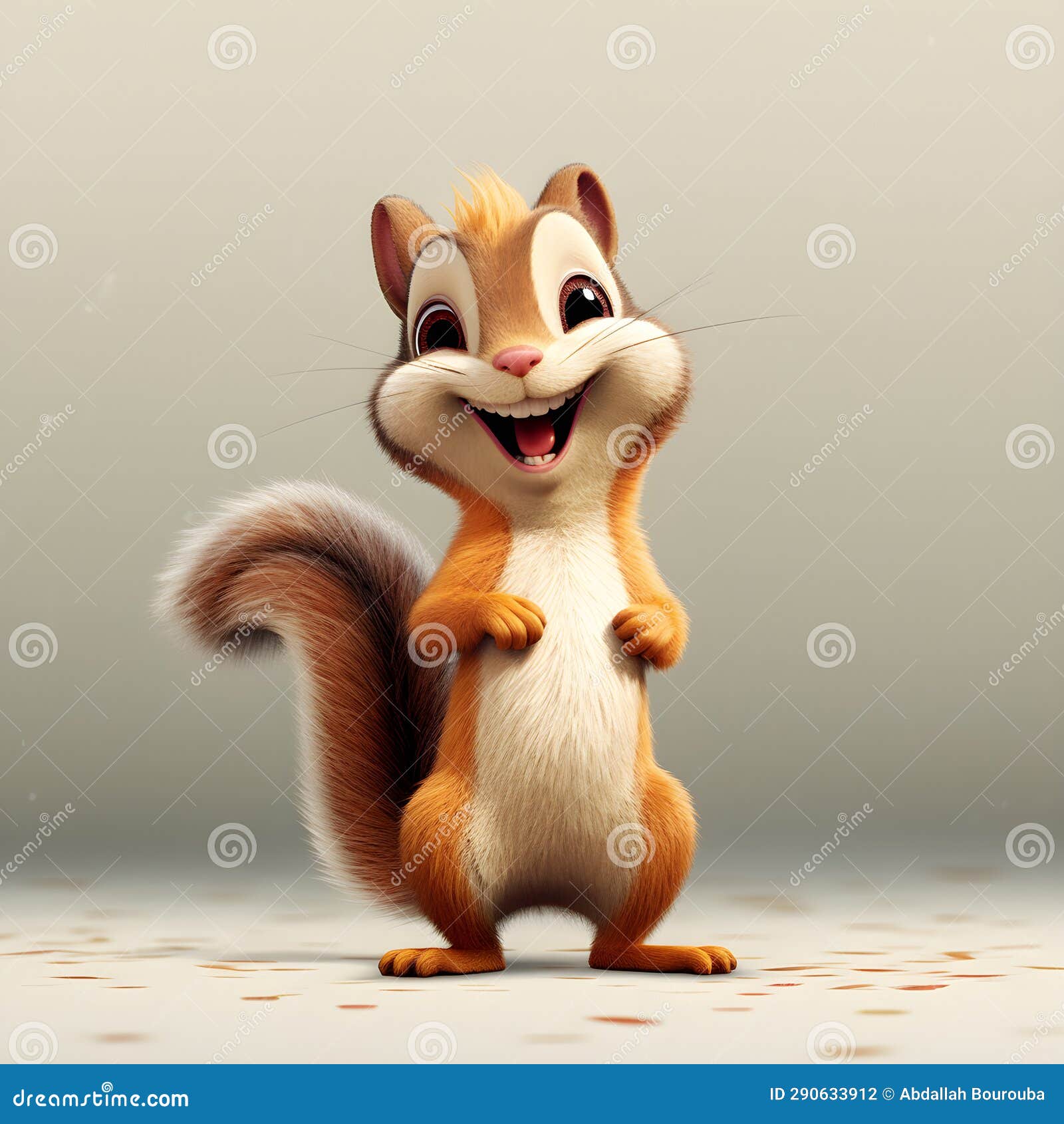 A Tiny Squirrel Chattered with Glee Full Body Pixar Style Illustration ...
