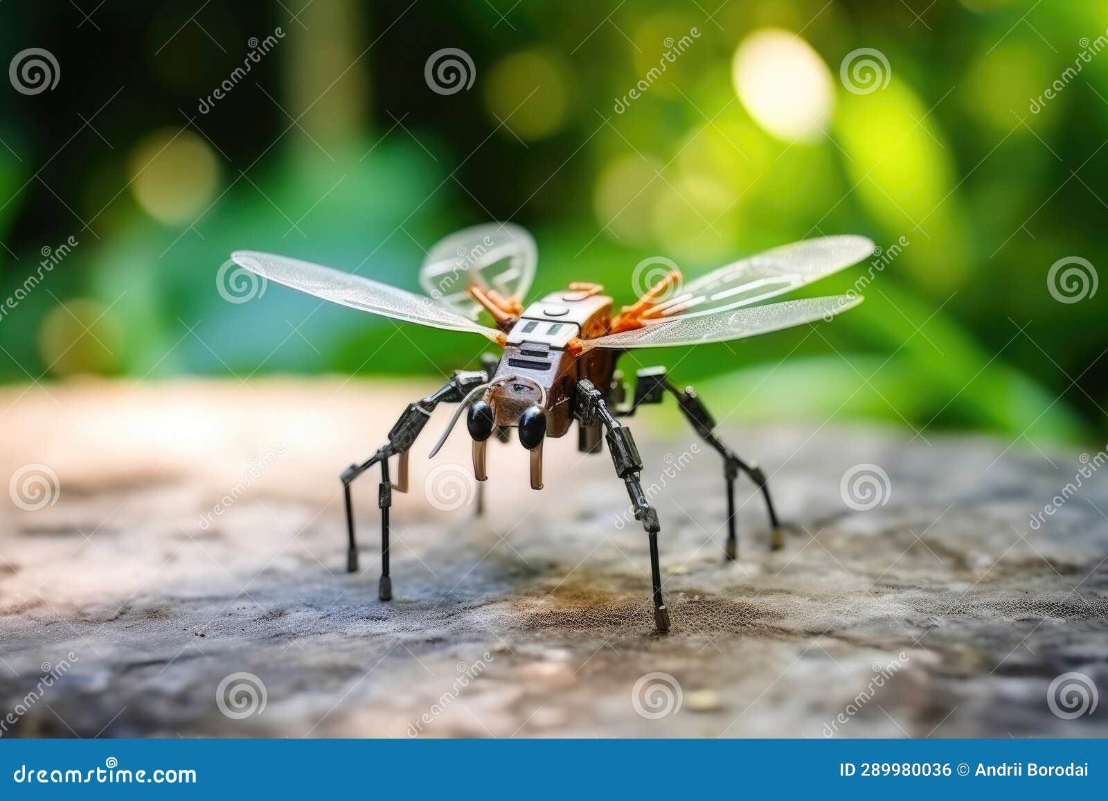 Tiny Tech Bug in a Natural Wonderland. Stock Illustration ...