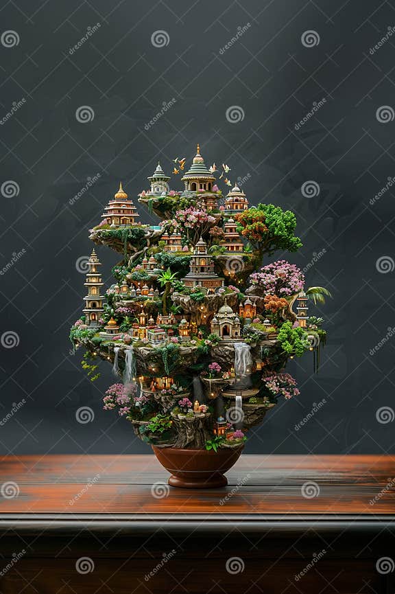 This Captivating Miniature Landscape Showcases Intricate Architectural Designs Reminiscent of ...