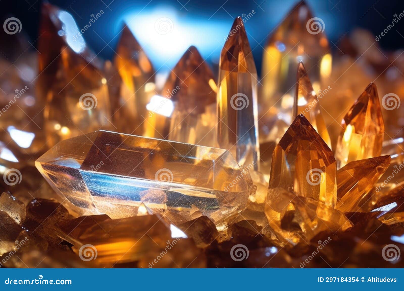 Tiny Topaz Crystals on a Rock Surface Reflecting Light Stock Photo ...
