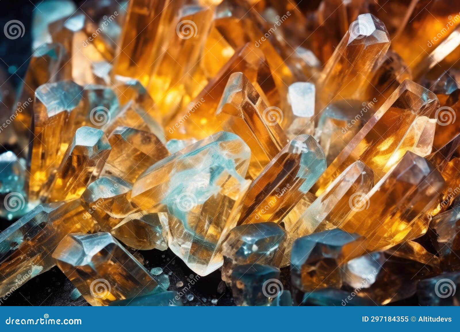 Tiny Topaz Crystals on a Rock Surface Reflecting Light Stock Image ...