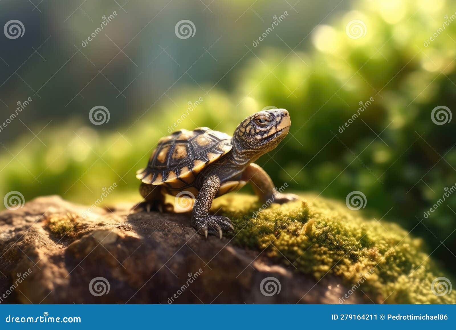 Tiny Turtle Sitting on a Rock Stock Illustration - Illustration of ...