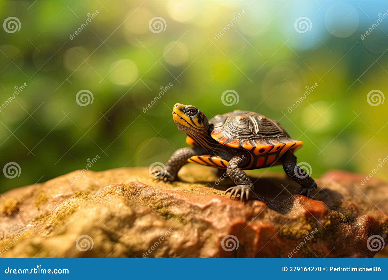 Tiny Turtle Sitting on a Rock Stock Illustration - Illustration of ...