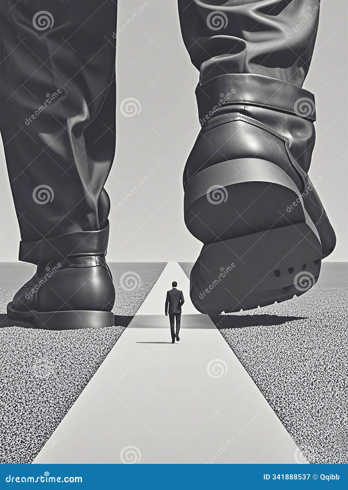 A Tiny Walking Person Under the Giant S Big Feet, a Tiny Person Walking ...