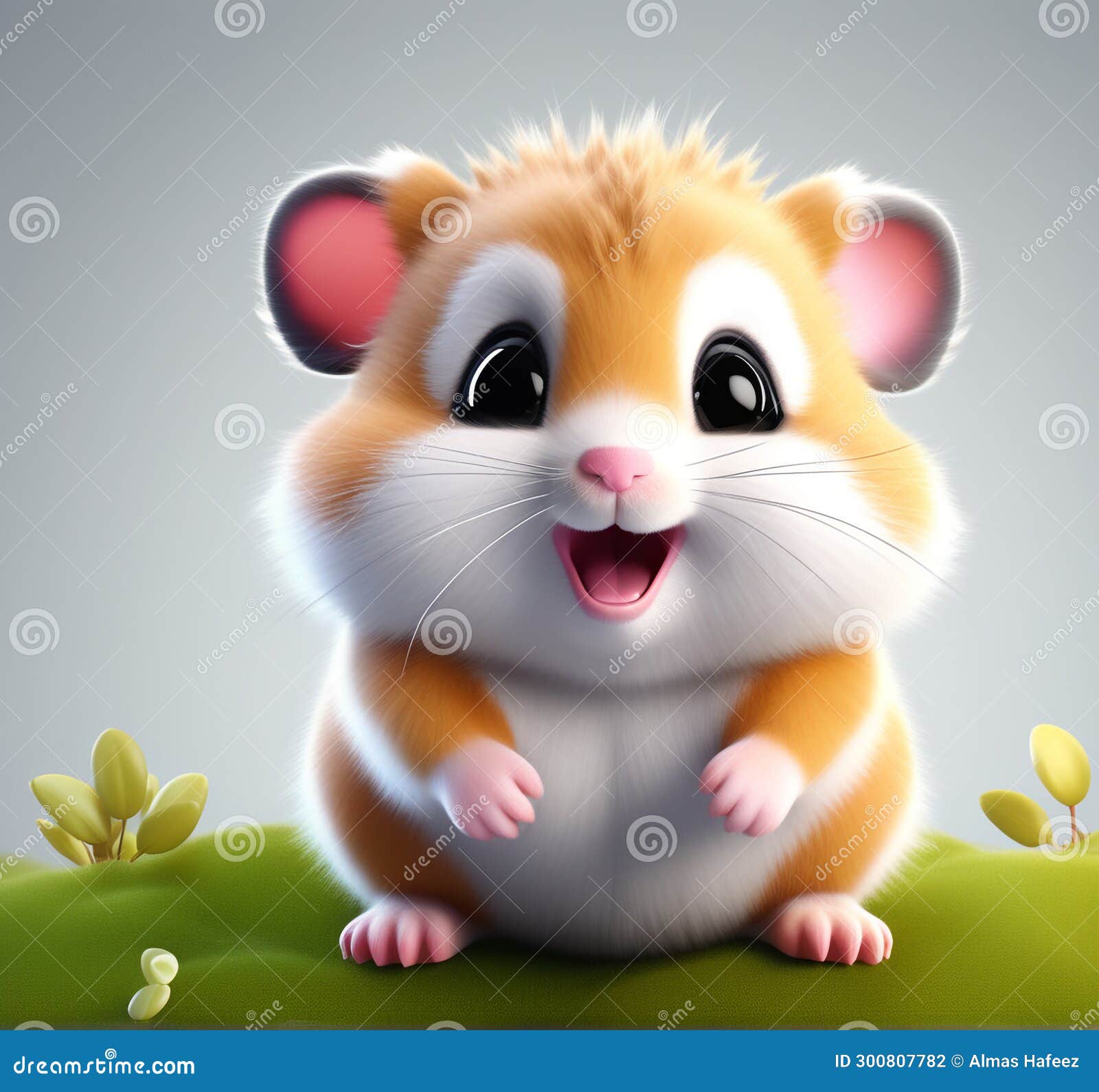 Tiny Whisker Wonderland: 3D Illustration of a Cute Hamster Stock ...