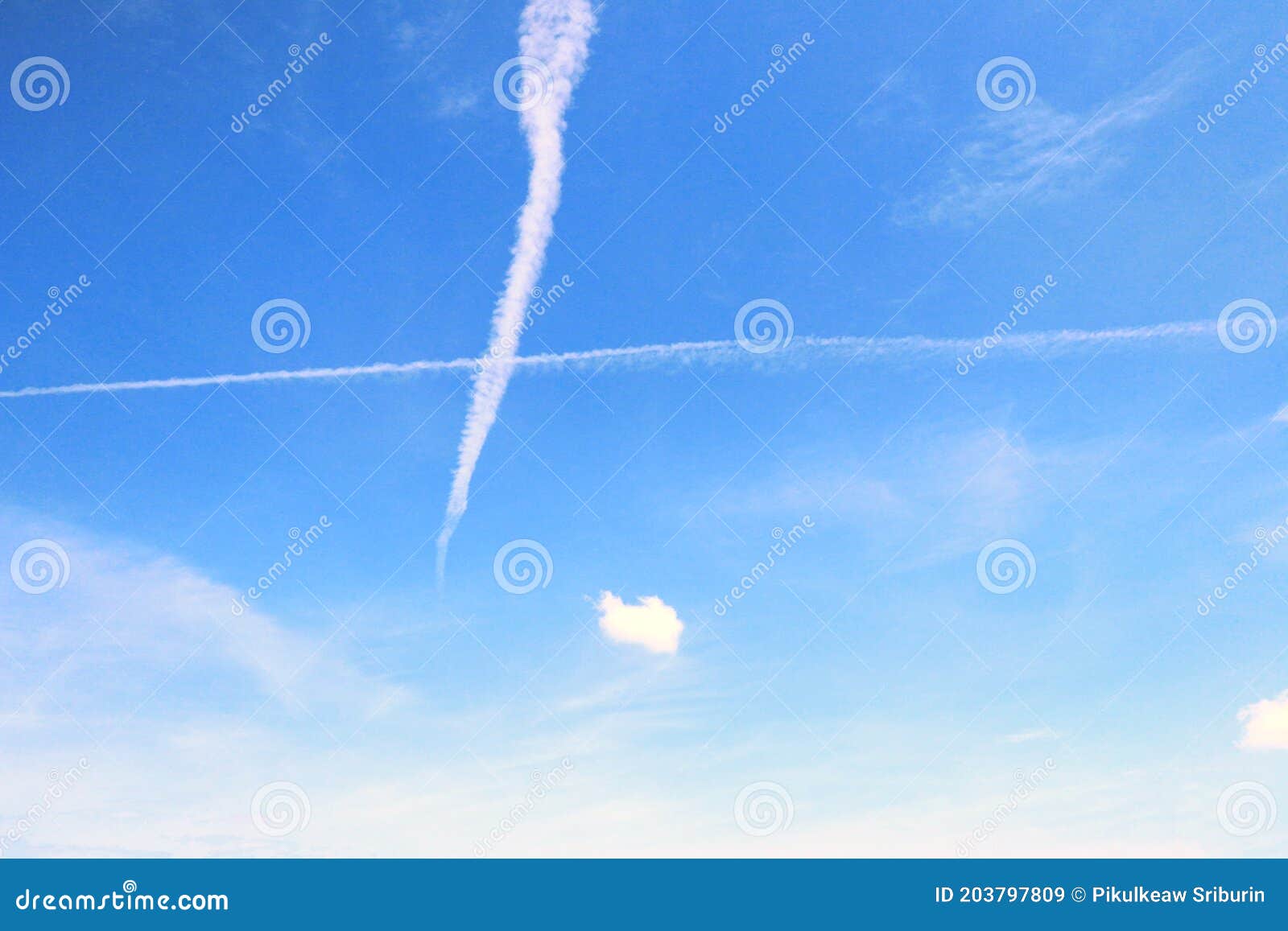 Tiny White Cloud Looks Like a Long Line and Blue Sky Stock Image ...