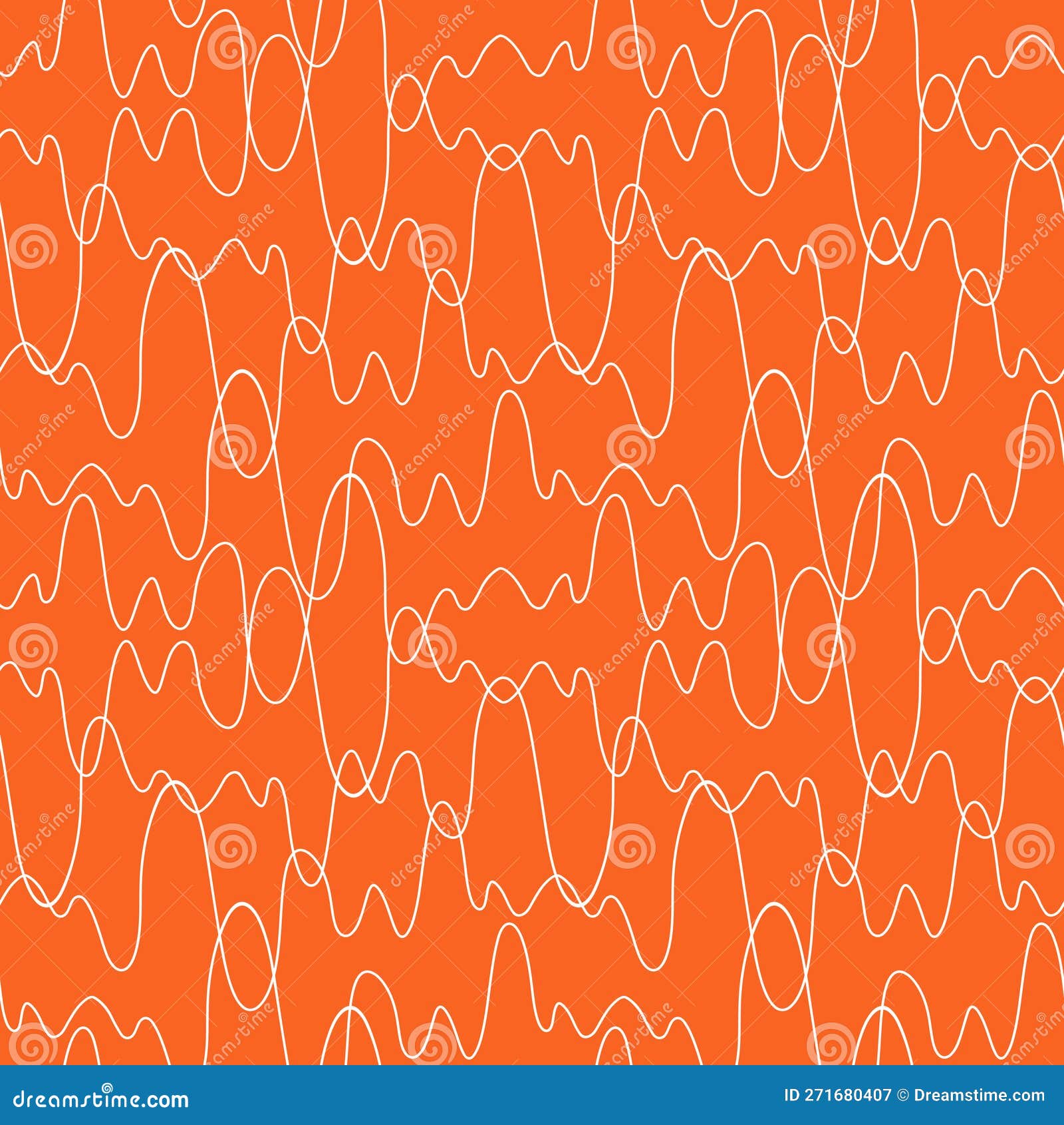 Tiny White Wavy Lines on Orange Background. Outline Seamless Pattern ...