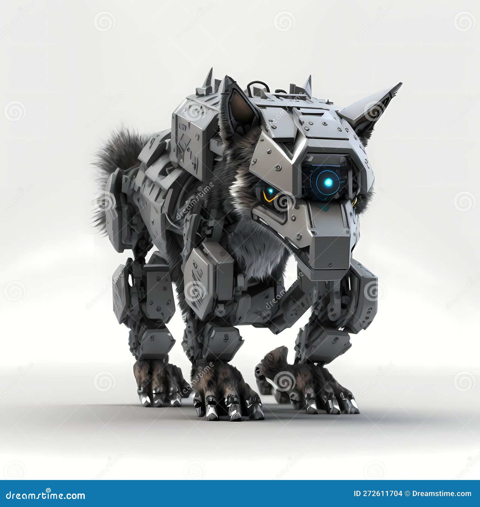 Tiny Wolf Security Robot. Generative AI Stock Illustration ...