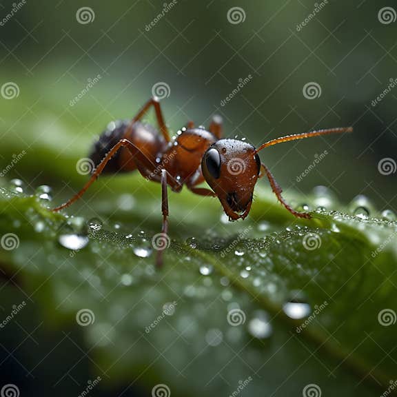 The Tiny World of Ant Macro and Micro Photography with Dew Stock Photo - Image of dewy, macro ...