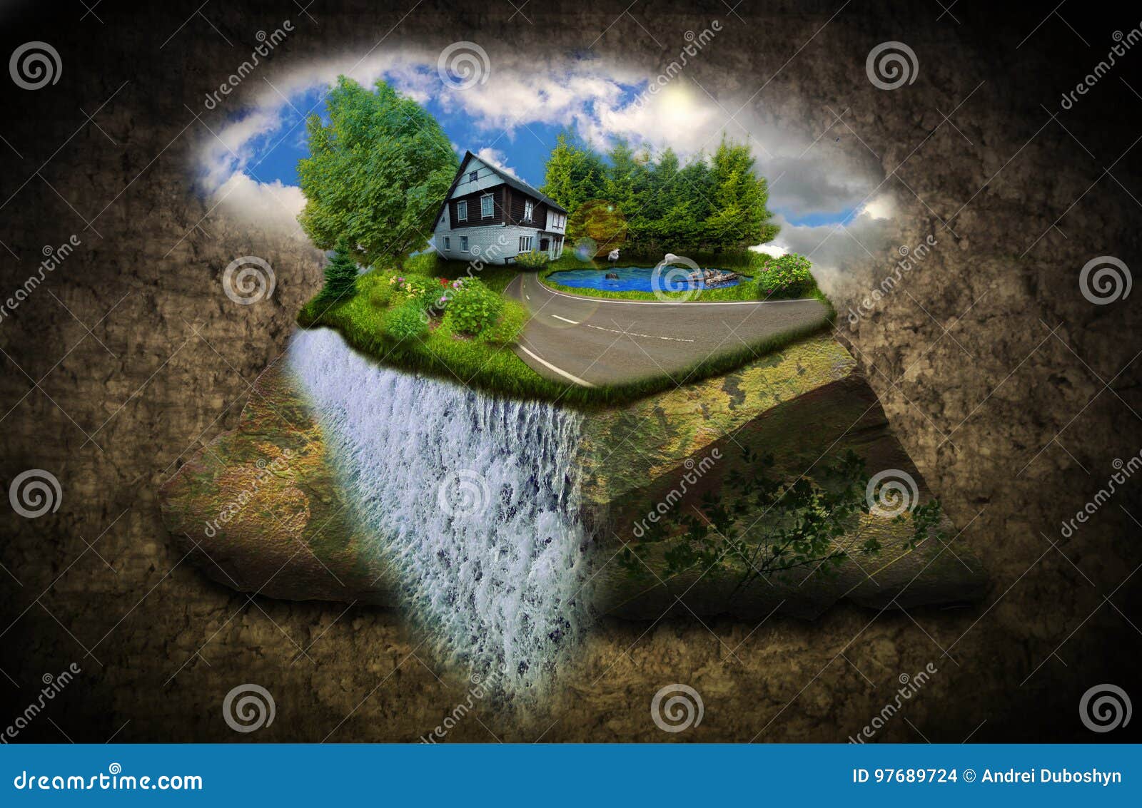 Tiny world stock illustration. Illustration of mountain - 97689724