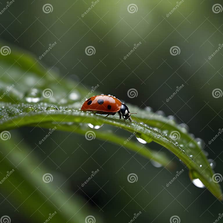 The Tiny World of Ladybug Macro and Micro Photography with Dew Stock ...