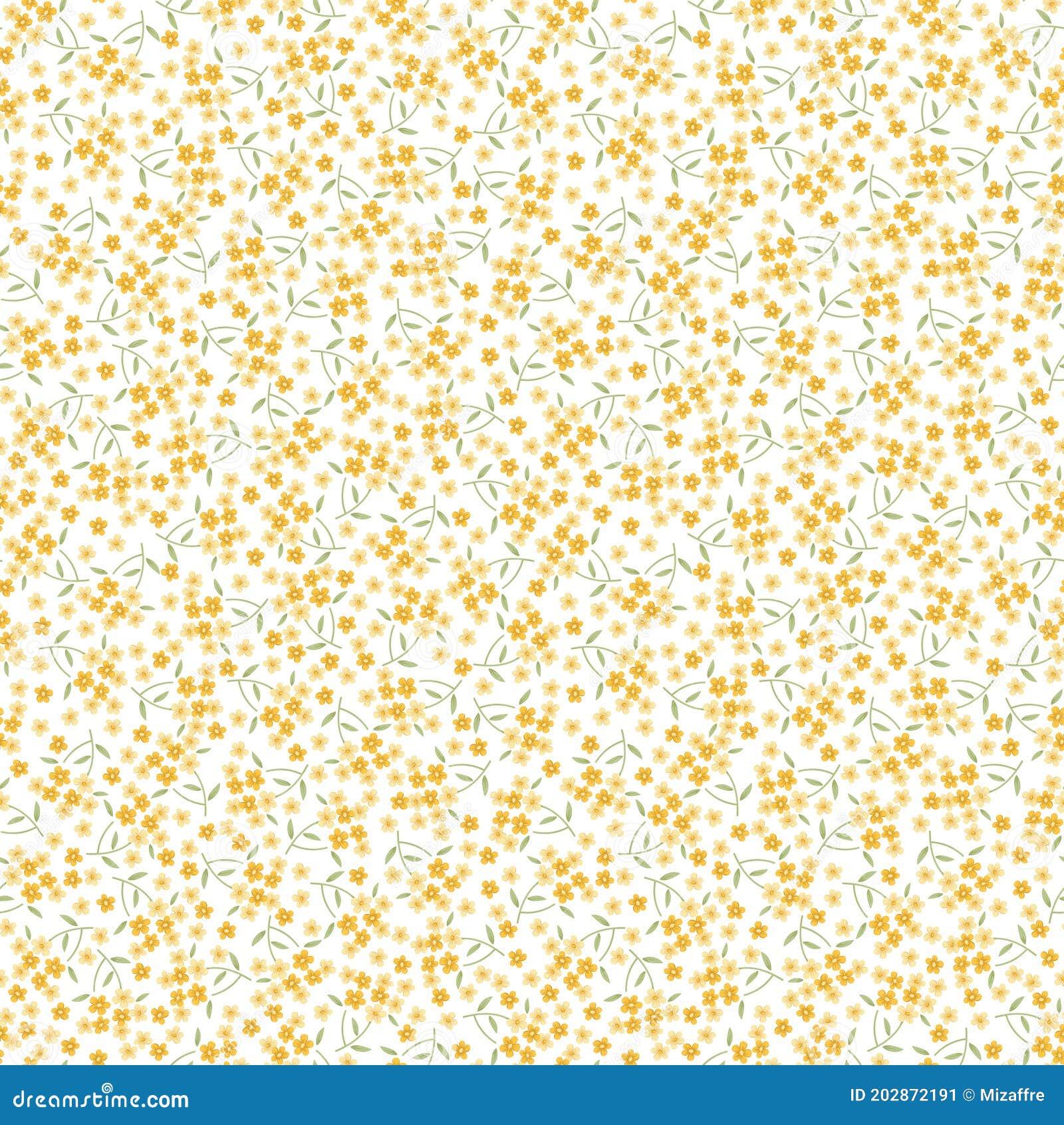 Tiny Yellow Flower with White Background, Seamless Pattern Stock Vector ...