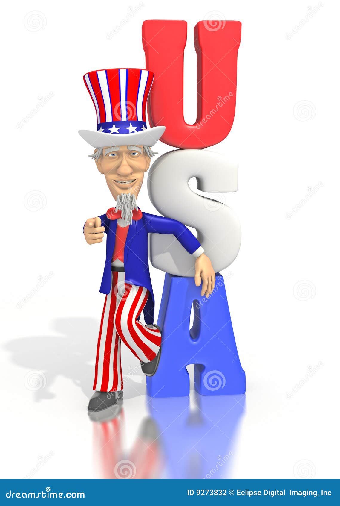 Tio Sam Que Inclina-se No Texto Dos EUA Ilustração Stock - Ilustração ...