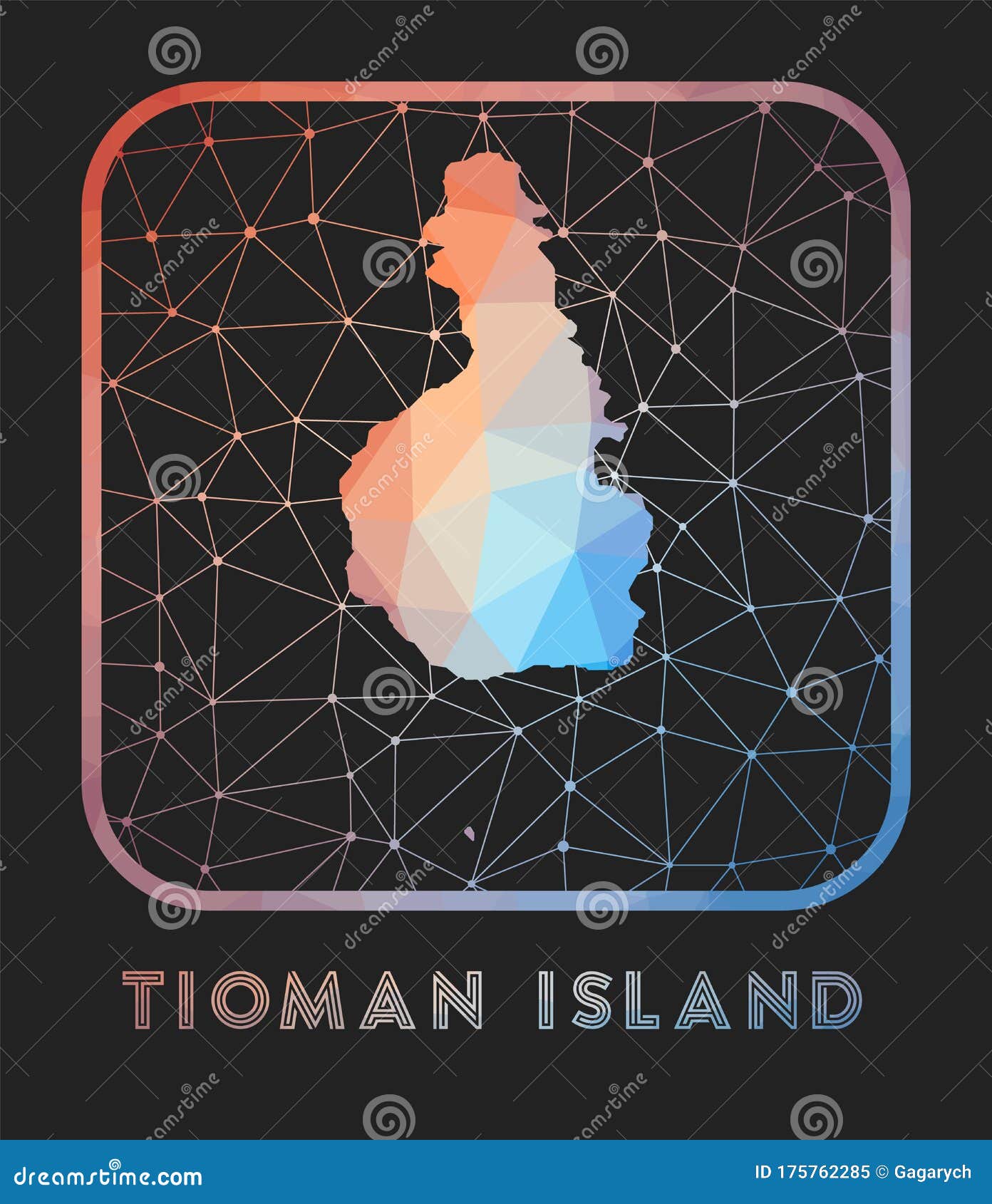 Tioman Island map design. stock vector. Illustration of polygonal ...
