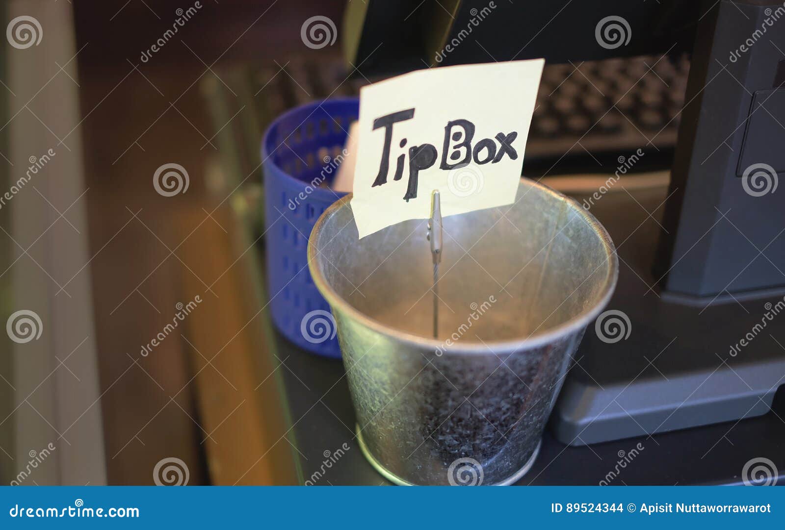 Tip box on counter stock photo. Image of business, glass - 89524344