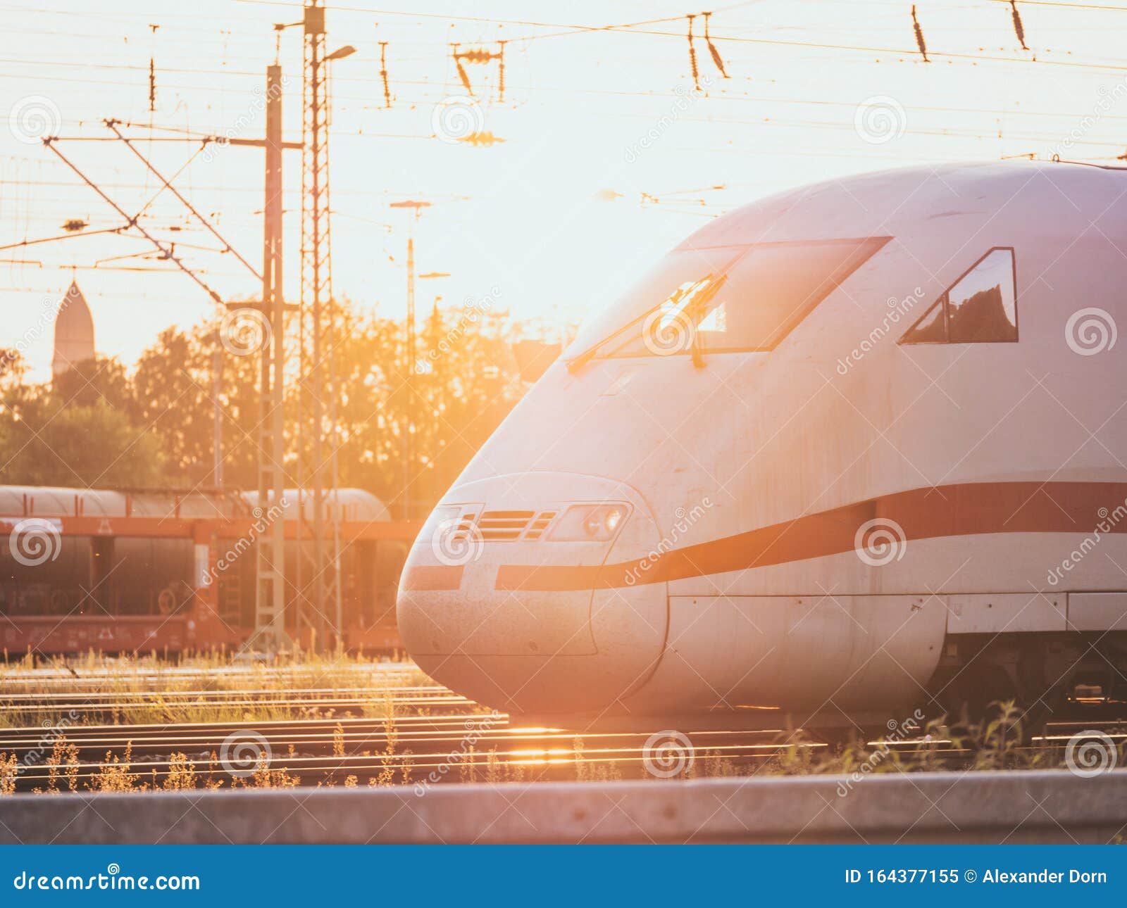Tip of German ICE High Speed Train during Sunset Stock Image - Image of ...