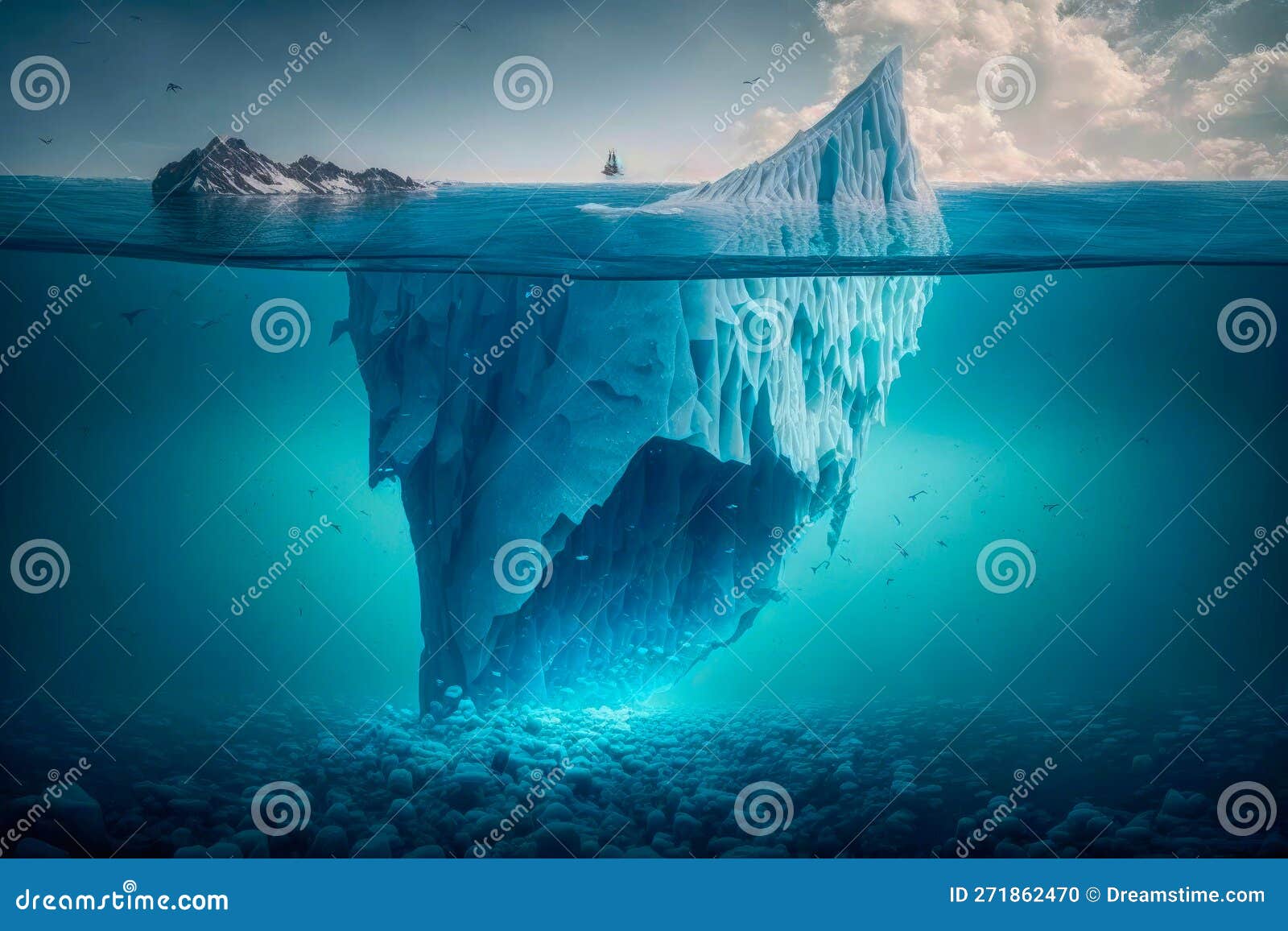 Tip of the Iceberg in Ocean. Created with Generative AI Technology ...