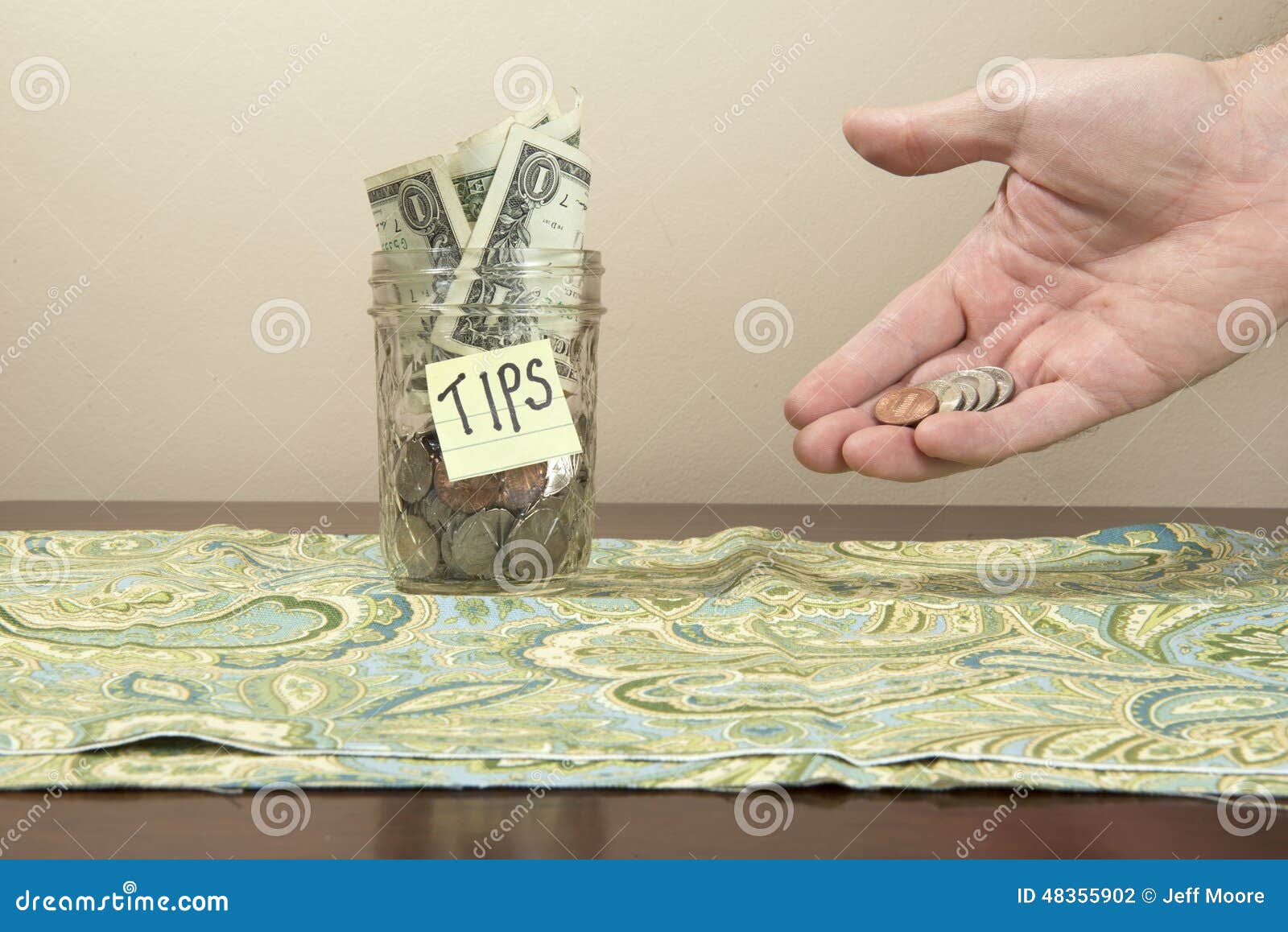 Tip Jar with Hand stock photo. Image of pittance, money - 48355902