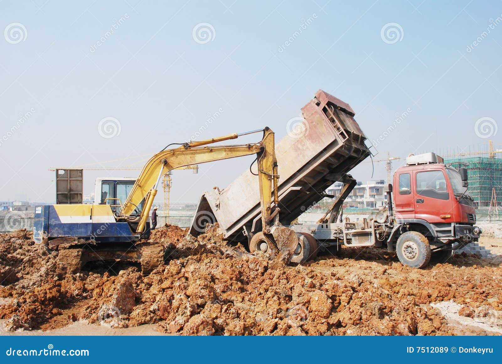 The Tip Lorry in Construction Site Stock Image - Image of ground ...