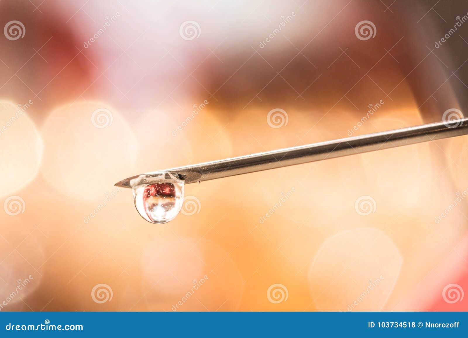 On the Tip of a Needle from a Syringe Drop of Liquid Stock Photo ...