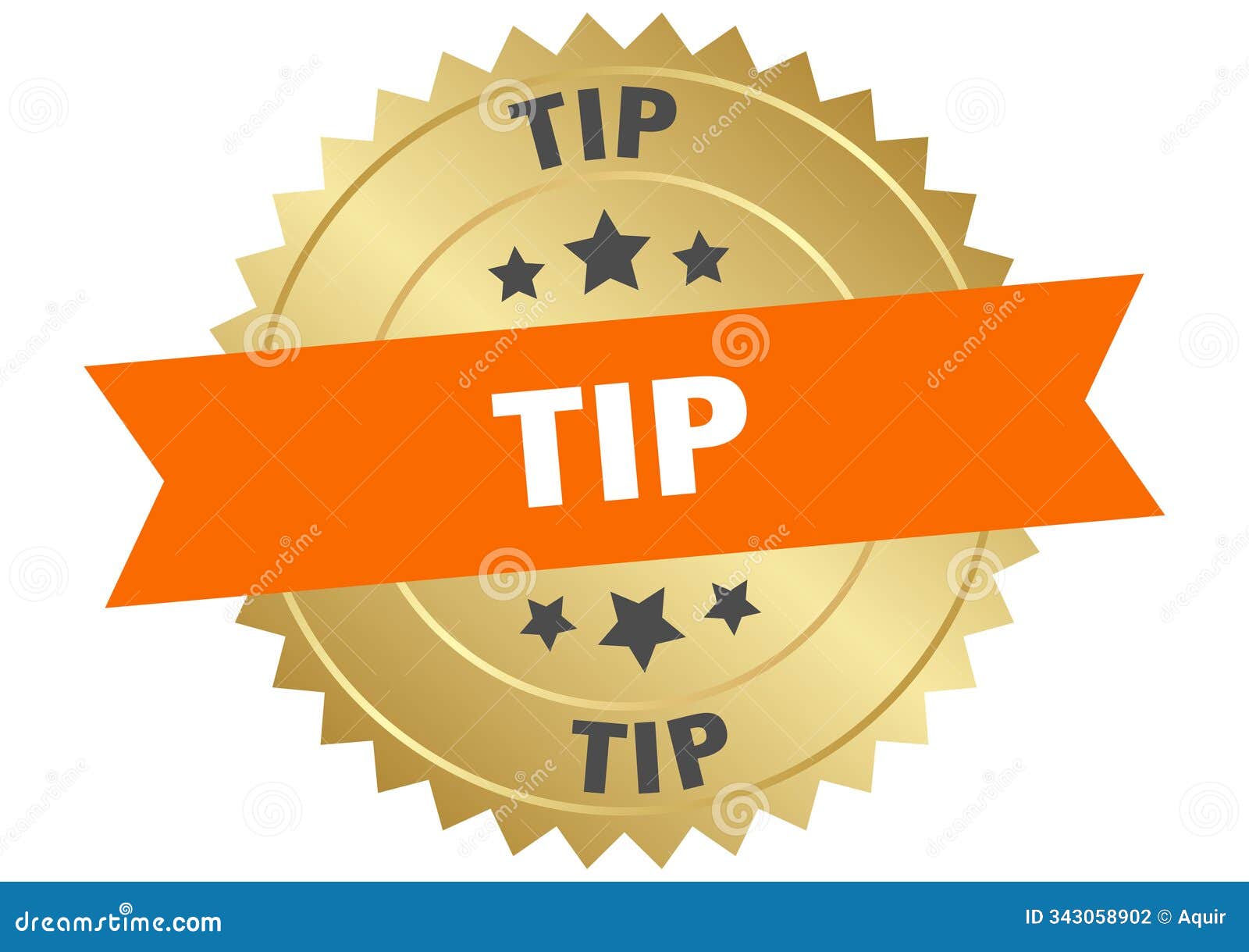 Tip. Tip Round Orange and Gold Label Isolated on Transparent Background ...
