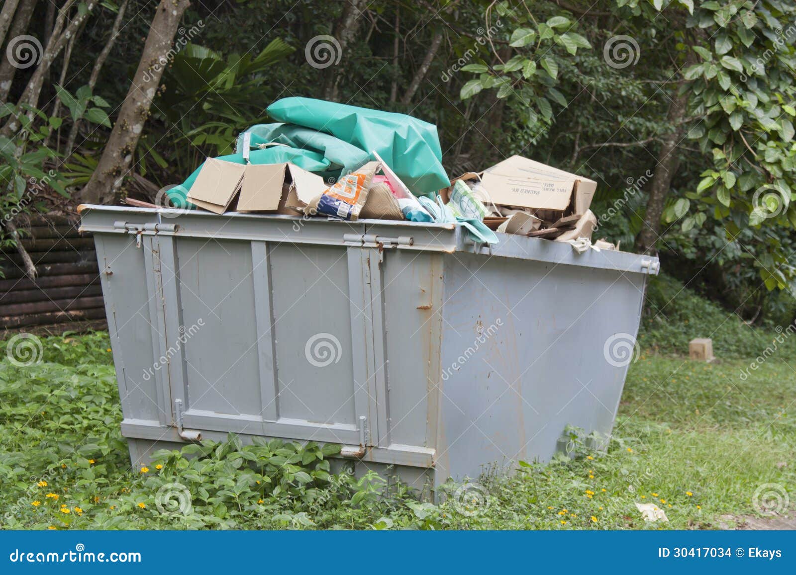 Tipping & Steel Waste Bins Full of Rubbish Stock Photo - Image of ...