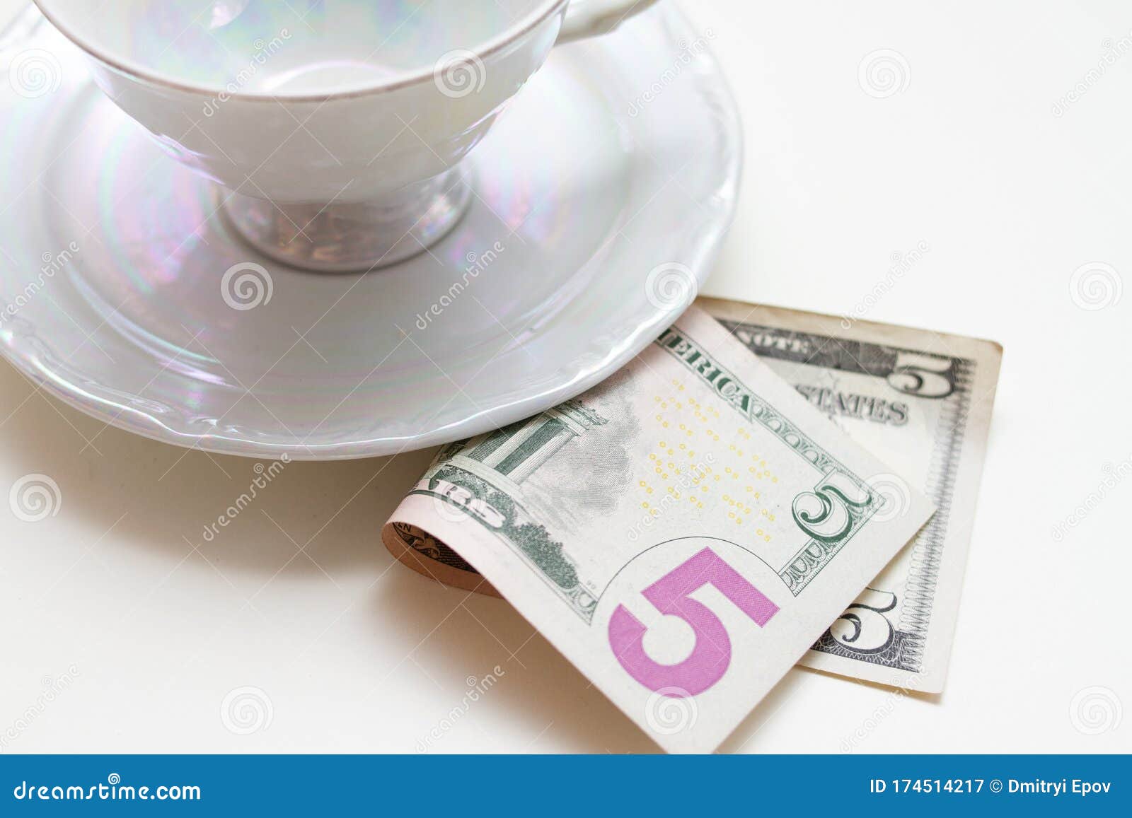 Tip for the Waiter Under the Cup on the Table Stock Image - Image of ...