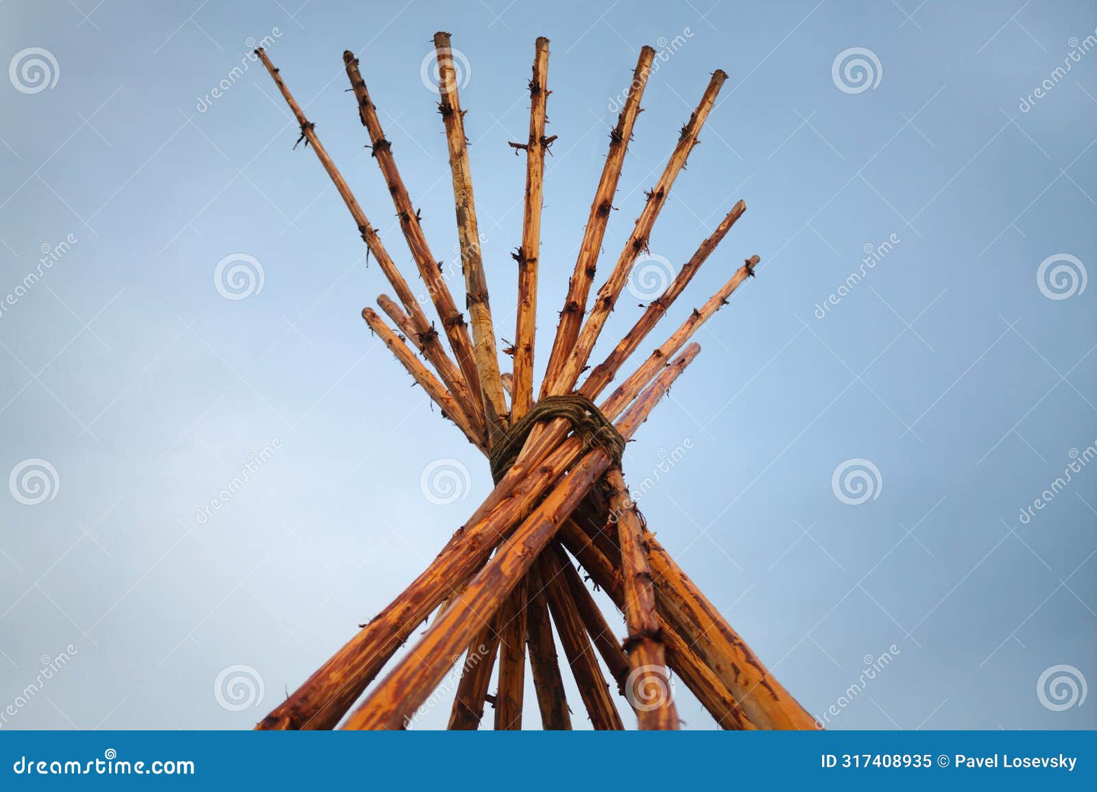 Tipi on Blue Sky Background (Tipi - Structure in Stock Image - Image of ...