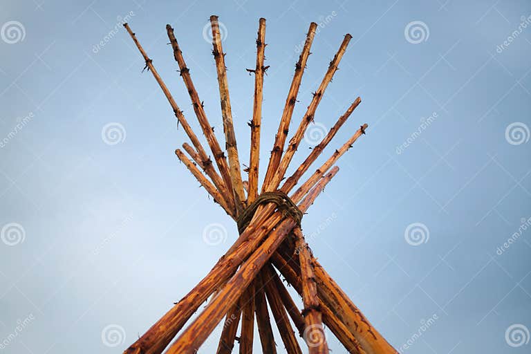 Tipi on Blue Sky Background (Tipi - Structure in Stock Image - Image of ...