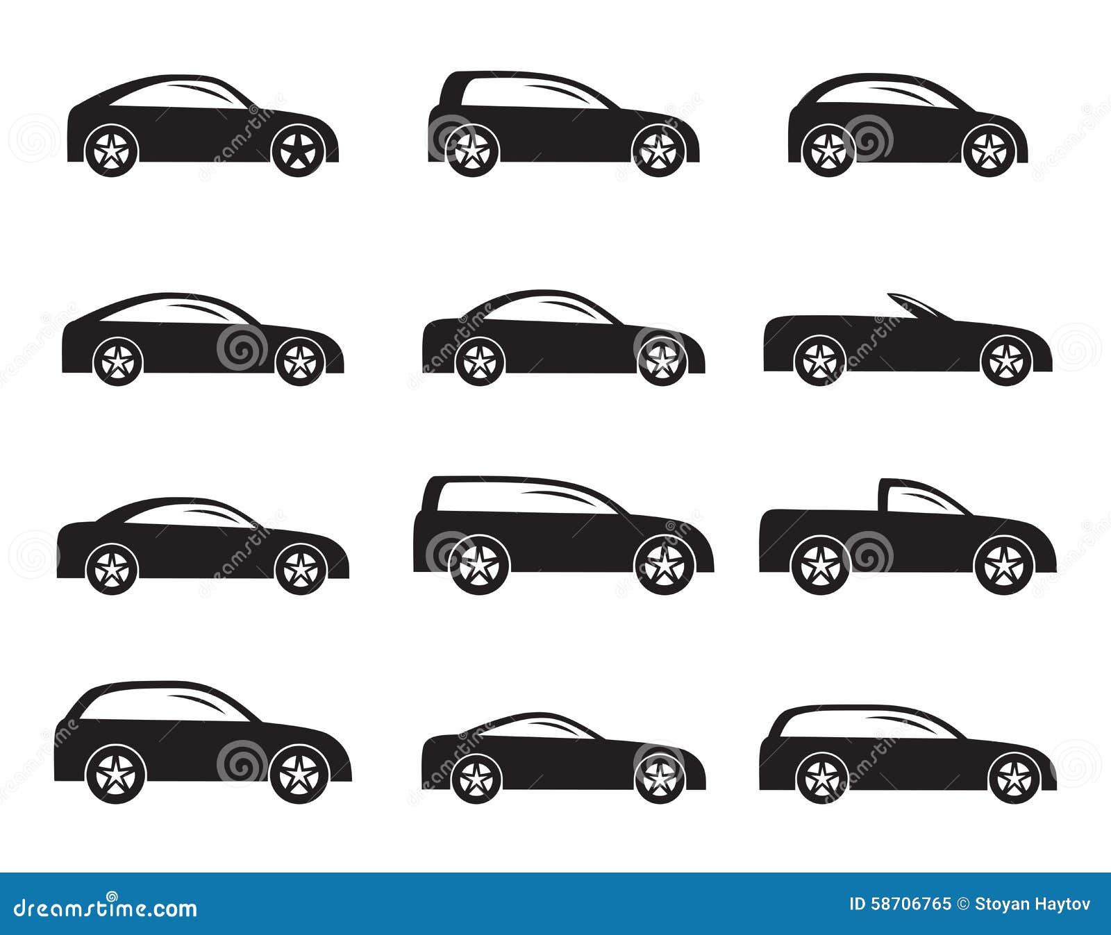 Tipi Differenti Della Siluetta Di Icone Delle Automobili Illustrazione ...