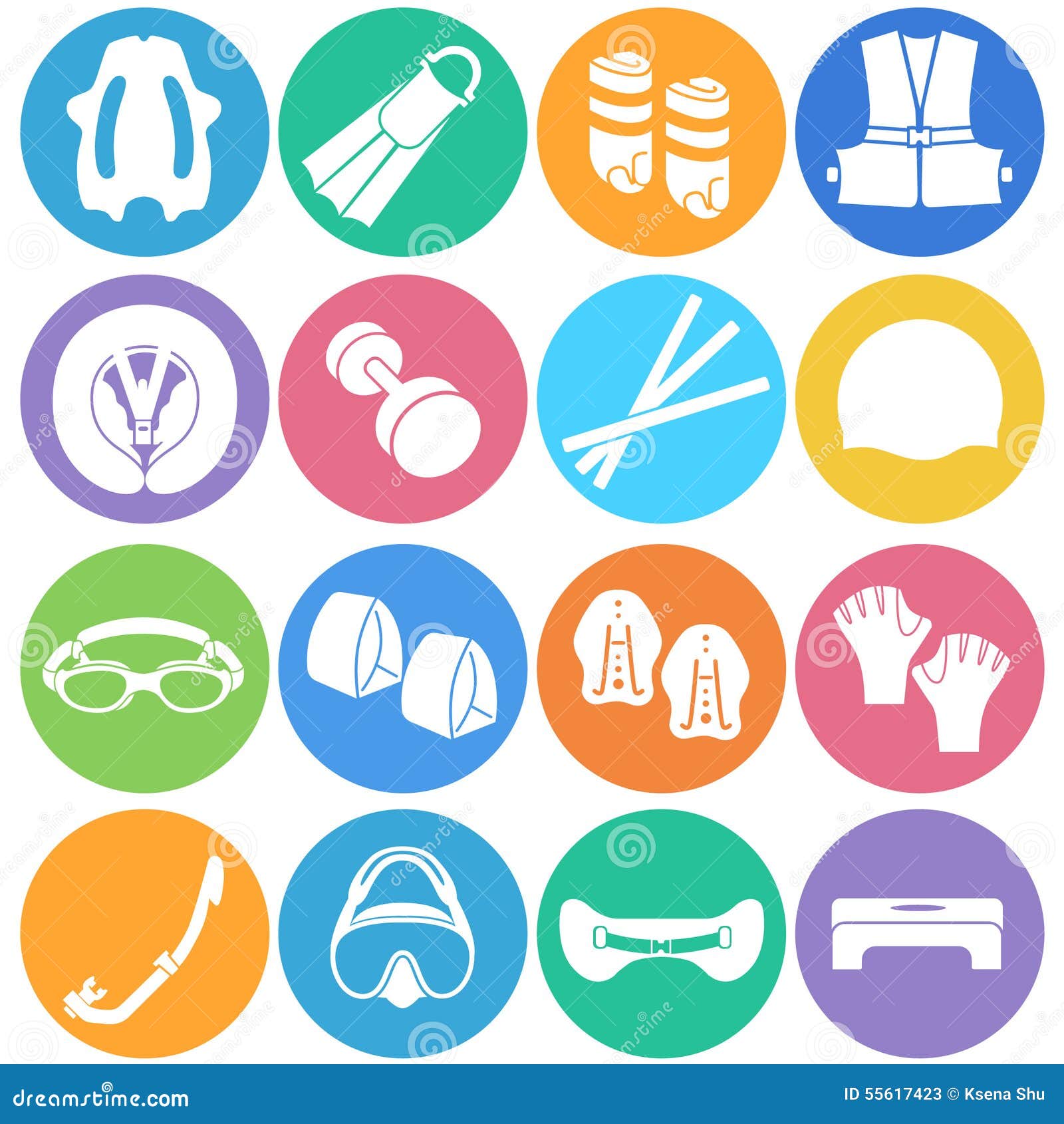 Tipi Differenti Di Accessori Per Il Nuoto Come Icone Illustrazione ...