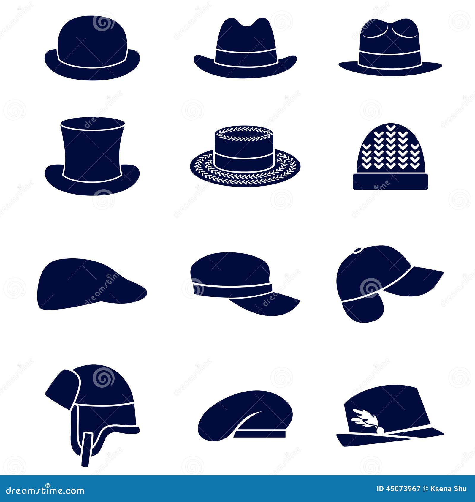 Tipi Differenti Di Cappelli Degli Uomini Illustrazione Vettoriale ...