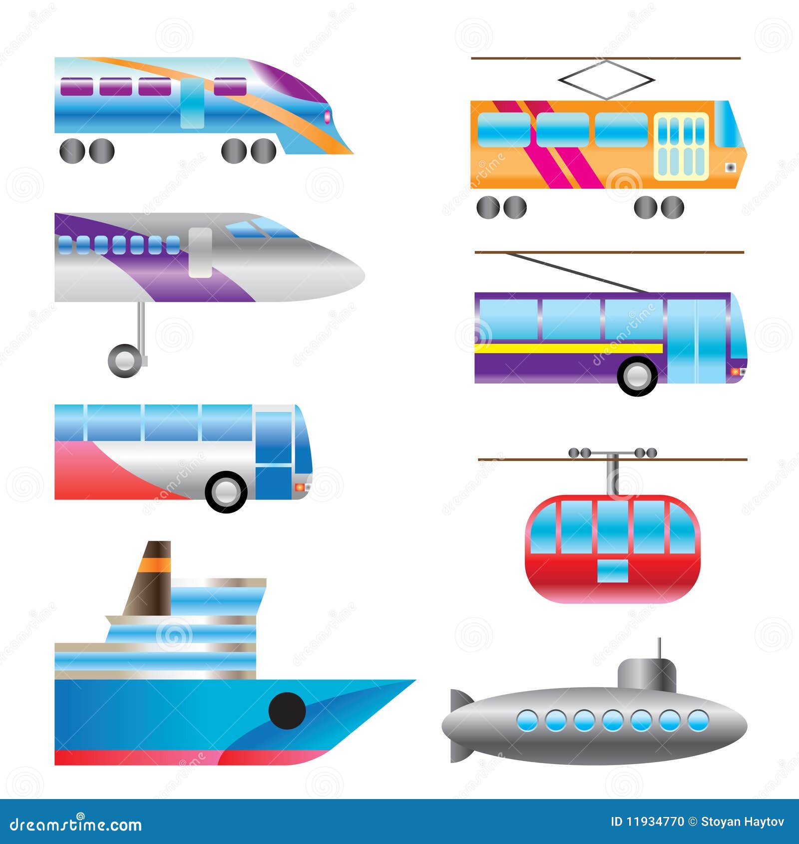 Tipi Differenti Di Icone Del Trasporto Illustrazione Vettoriale ...