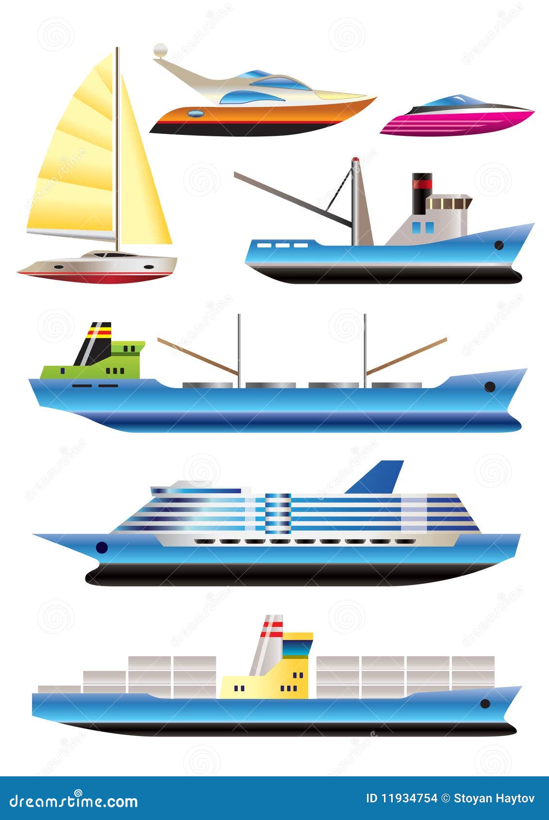 Tipi Differenti Di Icone Della Nave E Della Barca Illustrazione ...
