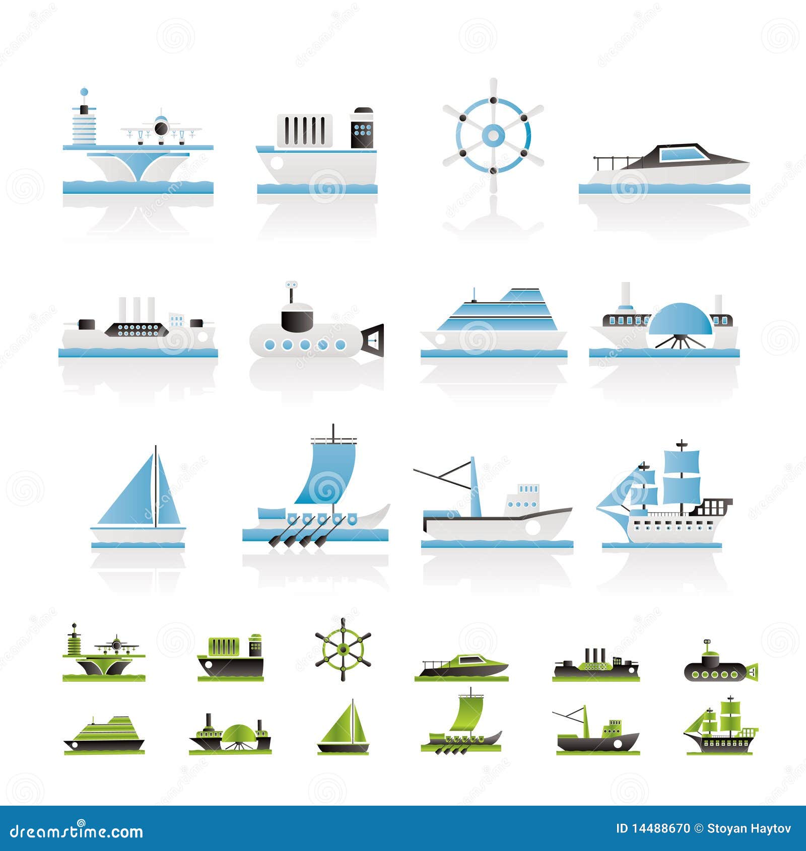 Tipi Differenti Di Icone Della Nave E Della Barca Illustrazione ...