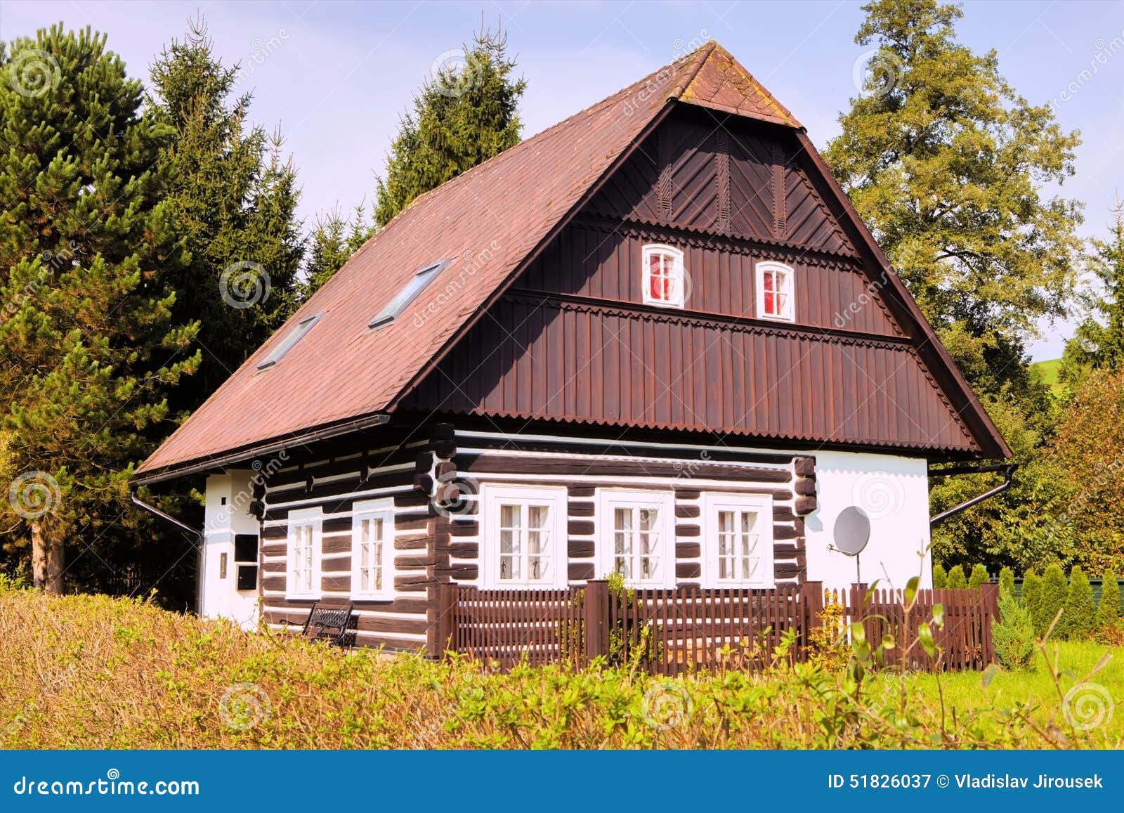 Tipical Half-timbered Cottage in the Giant Mountains Stock Image ...