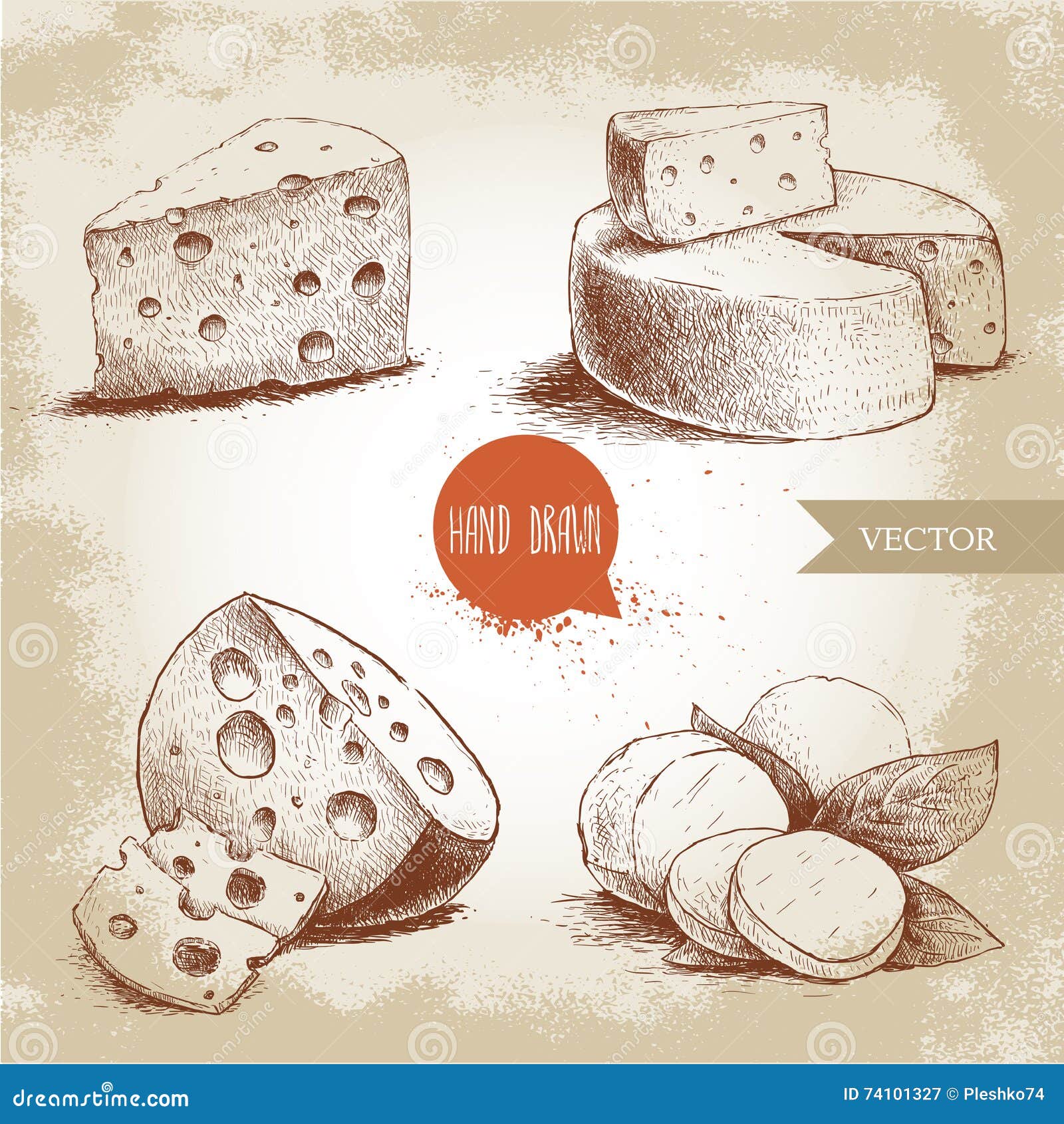 Tipo Differente Disegnato a Mano Di Insieme Del Formaggio Illustrazione ...
