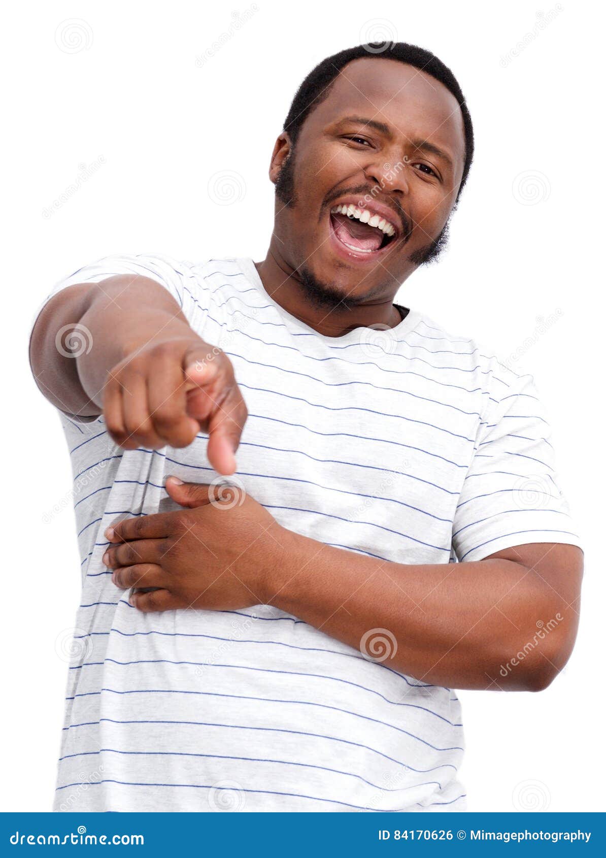 Tipo Nero Che Ride E Che Indica Dito Fotografia Stock - Immagine di ...