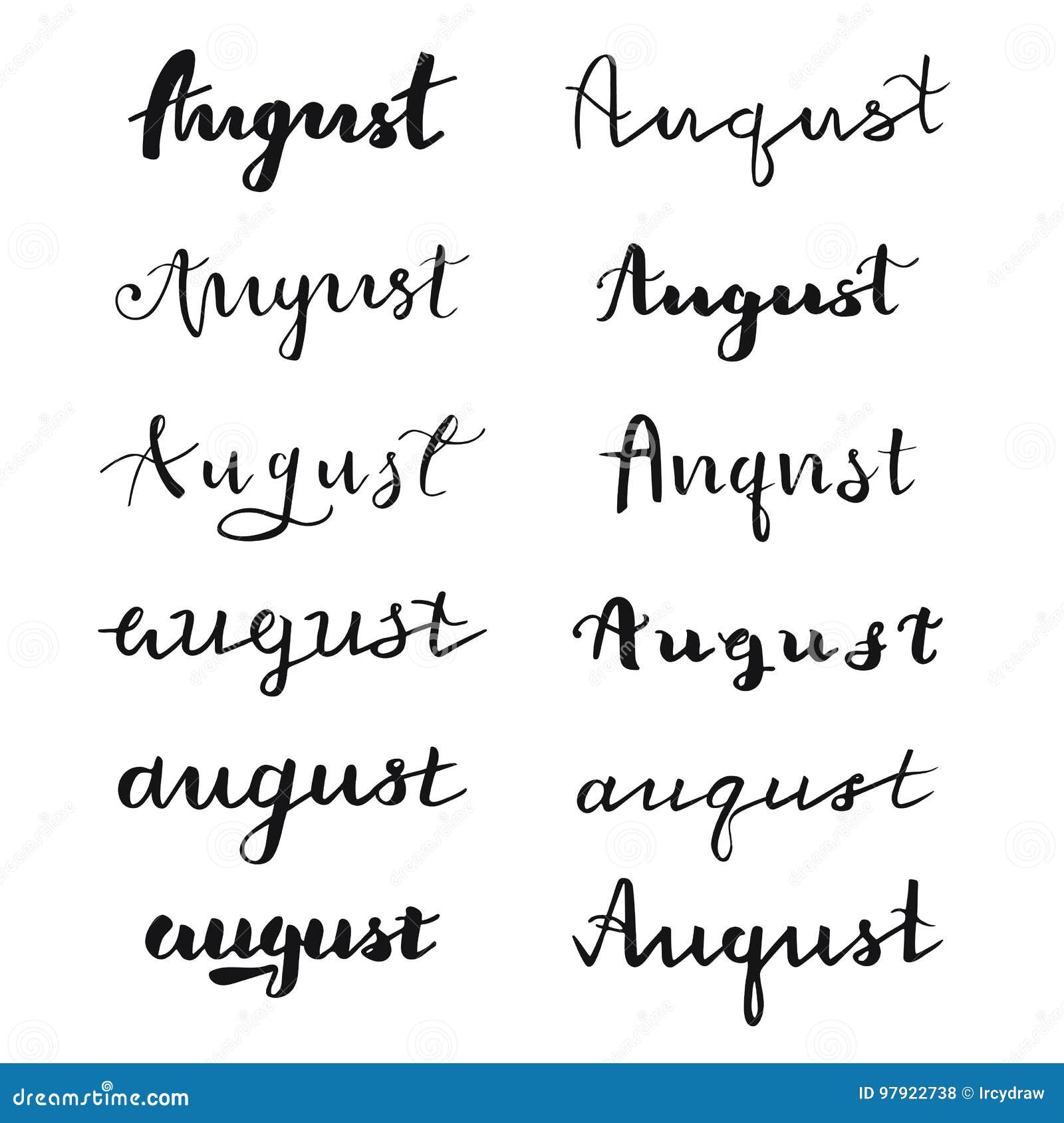 Tipografía Dibujada Mano Agosto Ilustración del Vector - Ilustración de postal, recorrido: 97922738