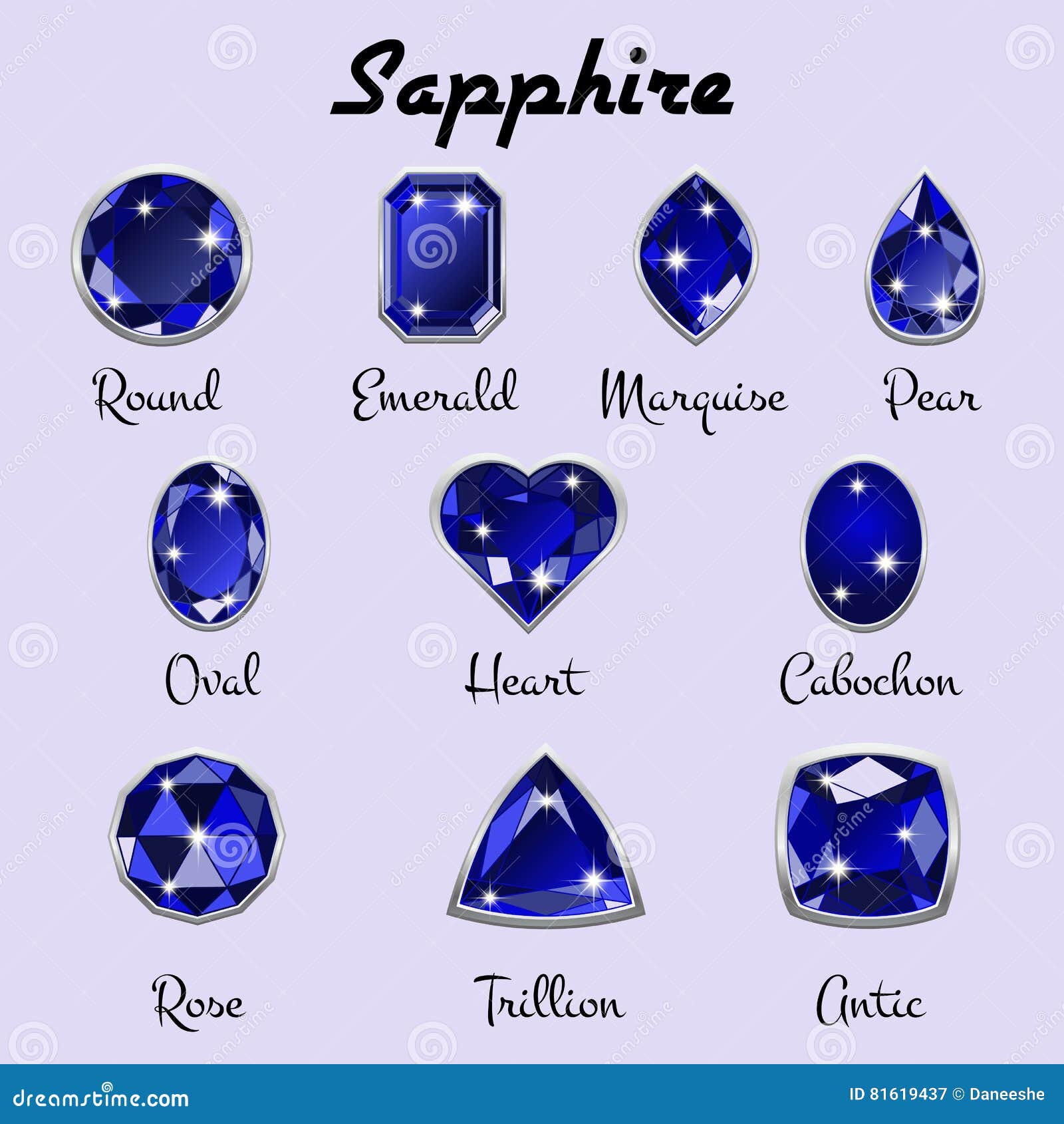 Tipos de cortes del zafiro ilustración del vector. Ilustración de ...